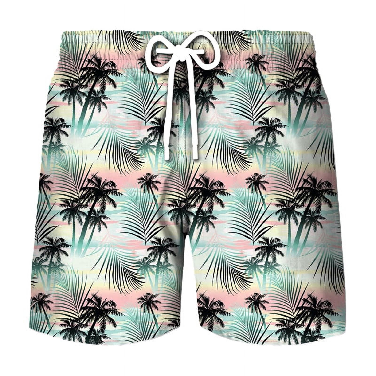 Hawaii Beach Gay Men's Floral Cute Board Shorts Coconut Tree Surfing ...