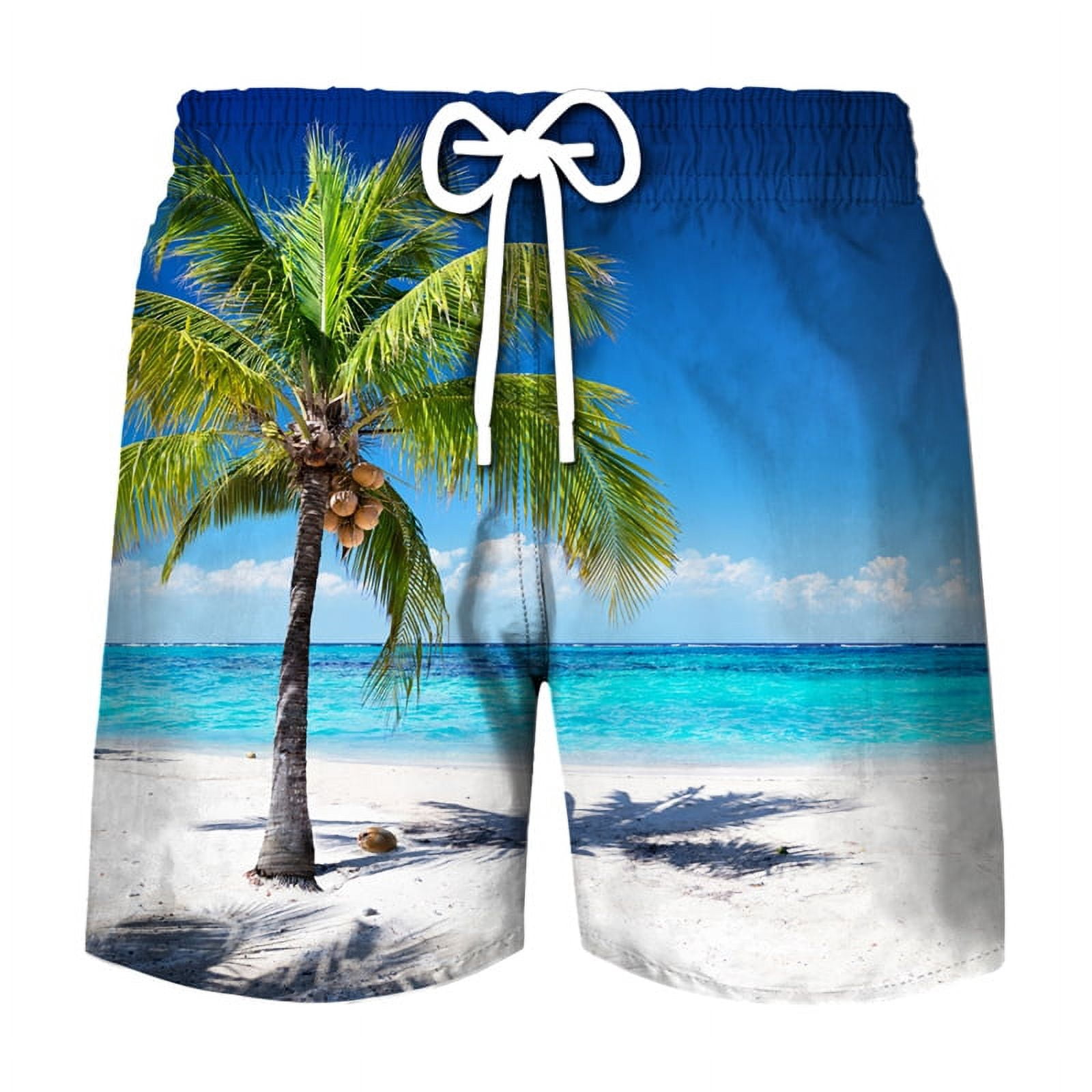 Hawaii Beach Gay Men's Floral Cute Board Shorts Coconut Tree Surfing ...