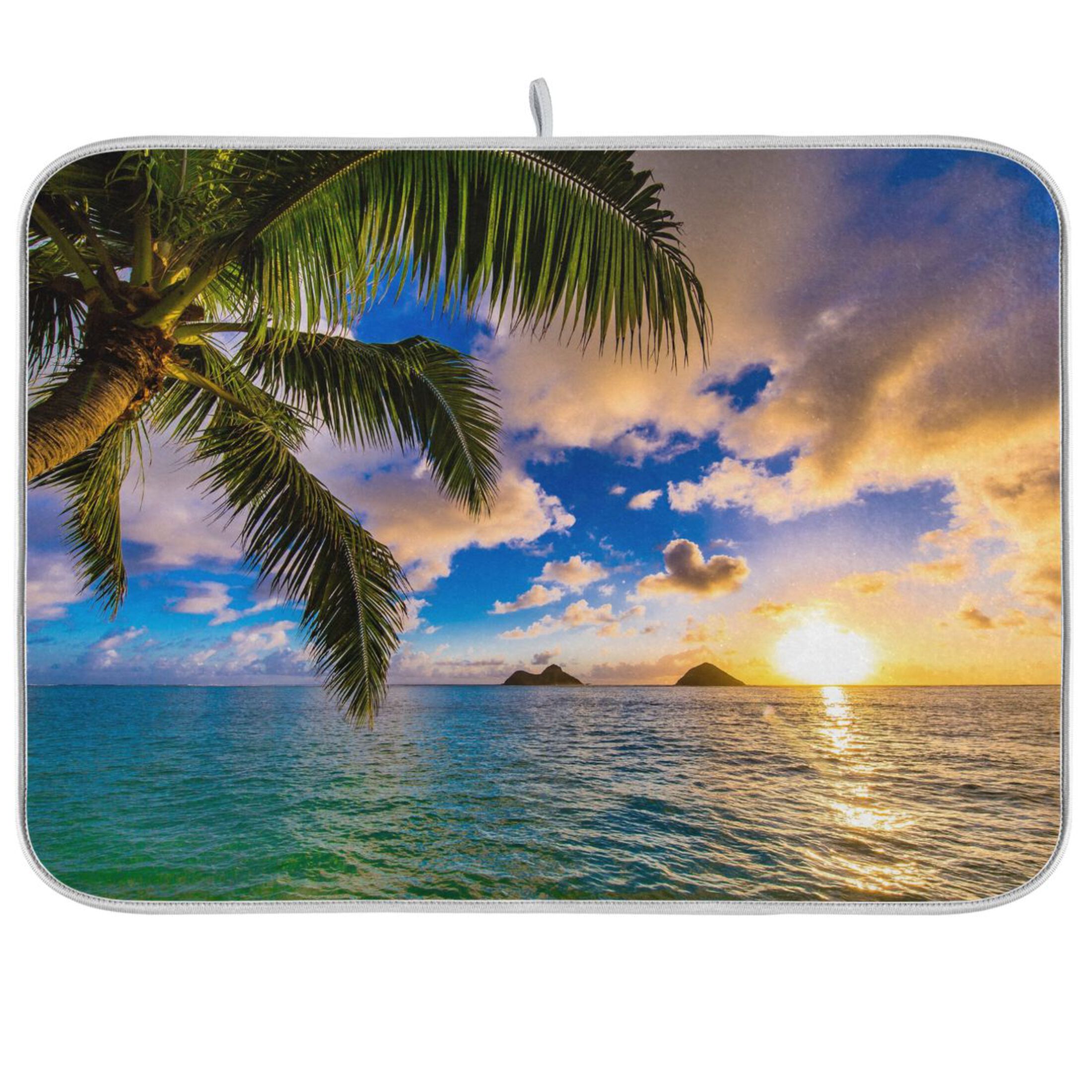 Hawaii Beach Sunset Palm Tree Dish Drying Mat Microfiber Kitchen Mats ...