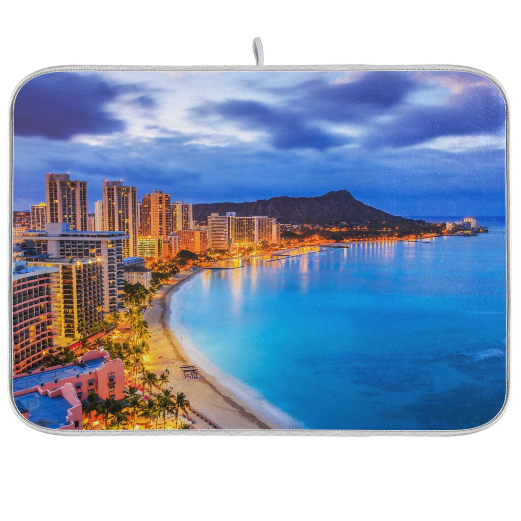 Hawaii Beach Twilight City View Dish Drying Mat Microfiber Kitchen Mats ...