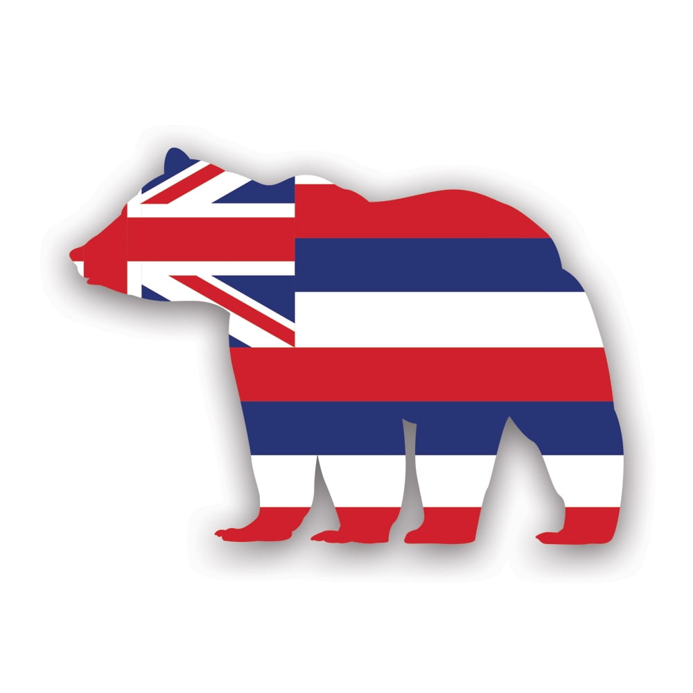 Hawaii Bear Flag Sticker Decal - Self Adhesive Vinyl - Weatherproof ...