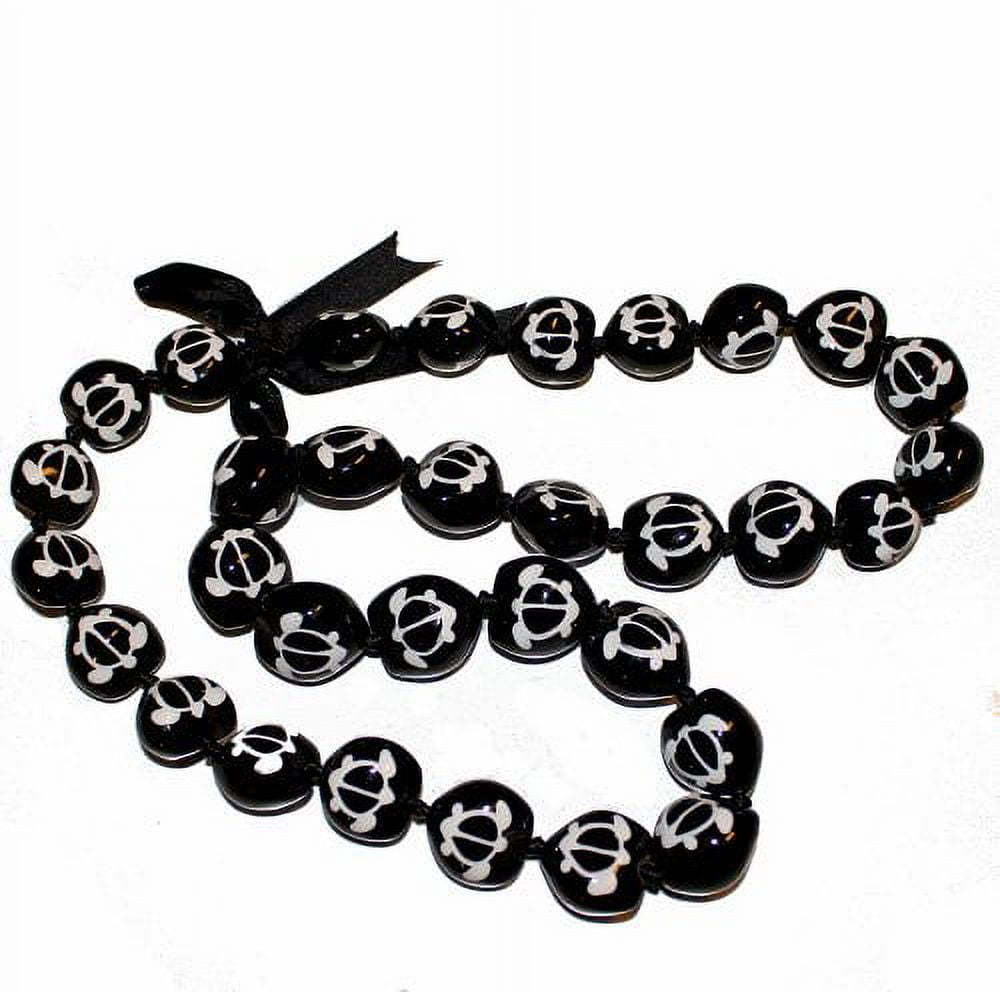 Hawaii Black Kukui Nut Leis with White Turtle 32 Inches - Walmart.com