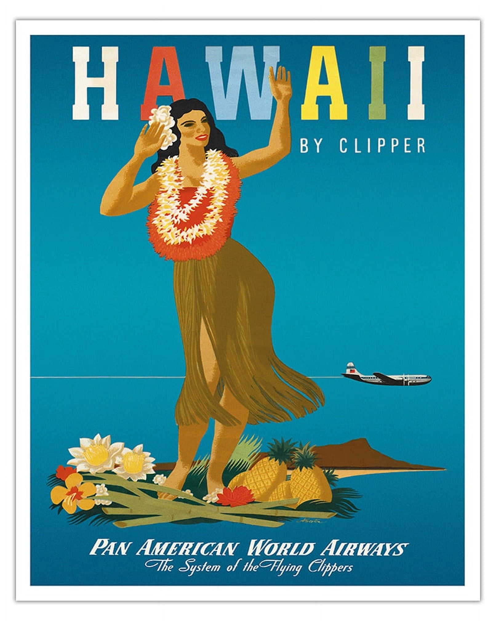 Hawaii By Clipper - Hawaiian Hula Girl - Pan American World Airways ...