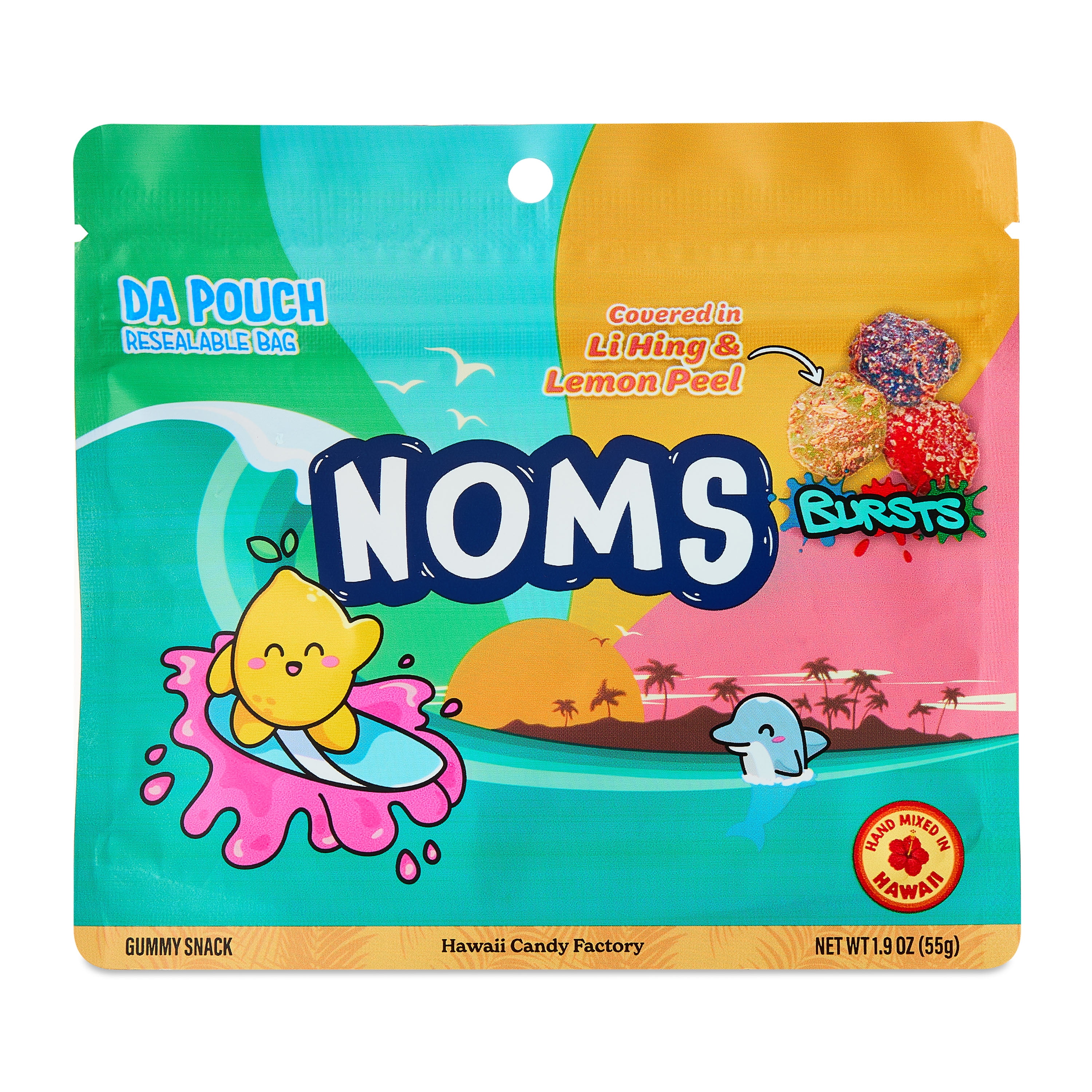 NOMS Bursts, Li Hing Lemon Peel Hawaii Gummy Candy, Sweet and Sour, 1.9 ...