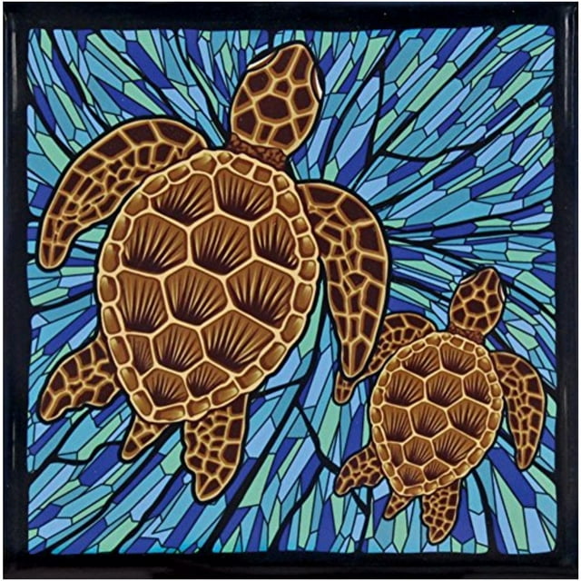 Islander Flooring Hawaii Ceramic Tile Trivet Blue Honu Turtle with Cork ...