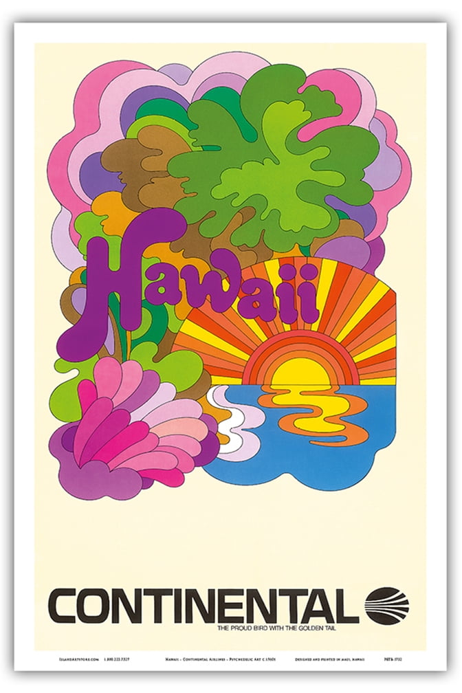 Hawaii - Continental Airlines - Psychedelic Art - Vintage Airline ...
