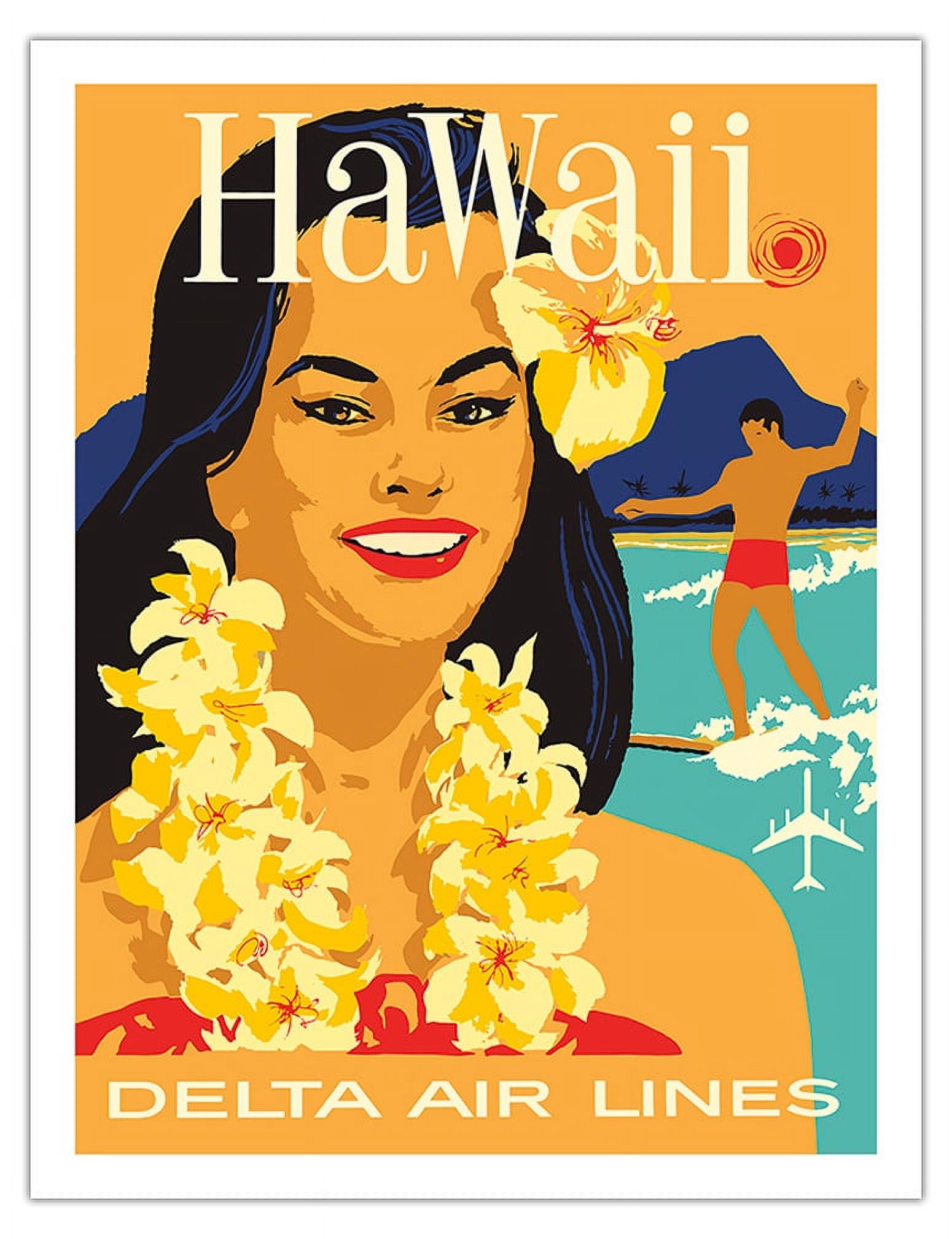 Hawaii - Delta Air Lines - Hawaiian Island Girl wearing a Flower Lei ...