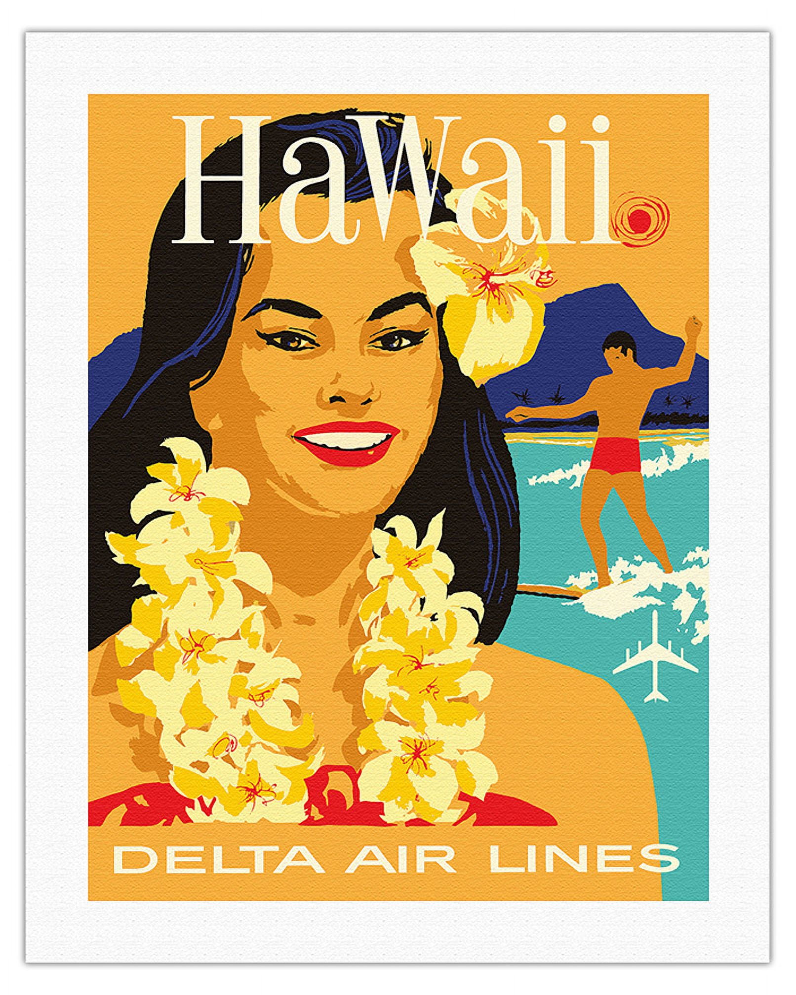 Hawaii - Delta Air Lines - Hawaiian Island Girl wearing a Flower Lei ...
