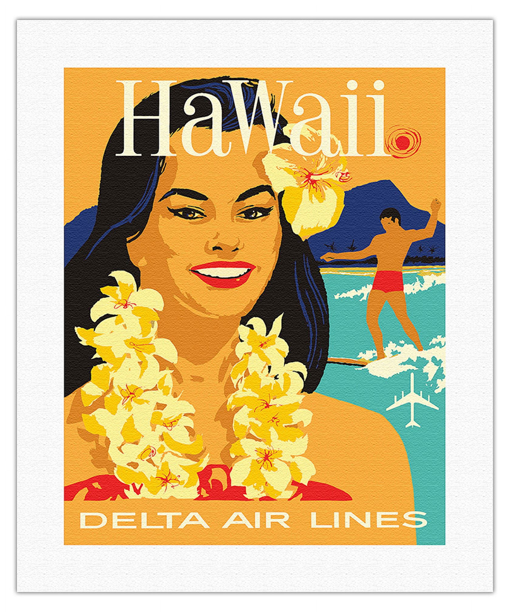 Hawaii - Delta Air Lines - Hawaiian Island Girl wearing a Flower Lei ...