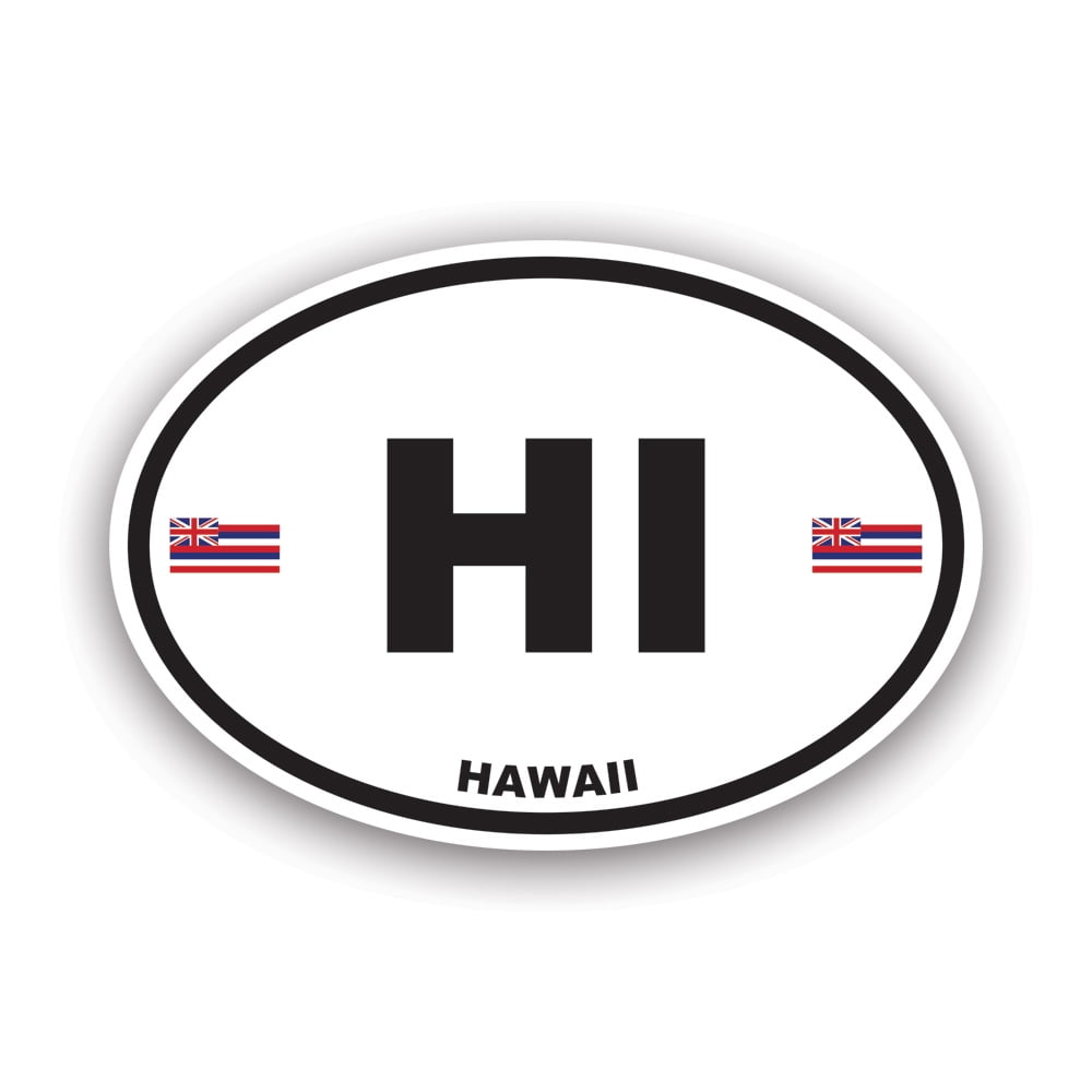 Hawaii Flag Oval Sticker Decal - Self Adhesive Vinyl - Weatherproof ...