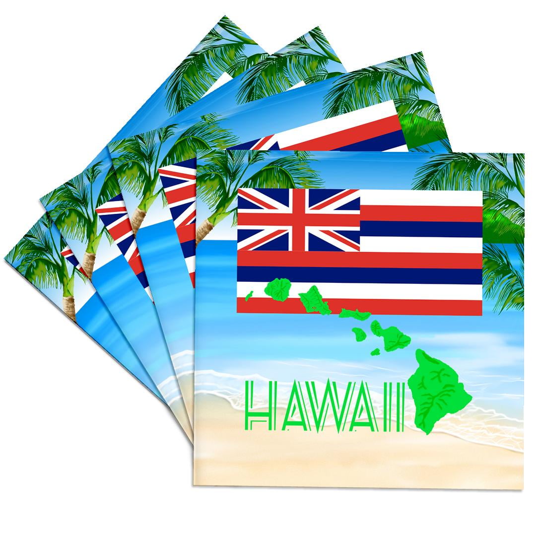 3drose, Hawaii Flag with Map of the Hawaiian Islands Beach Vacation ...