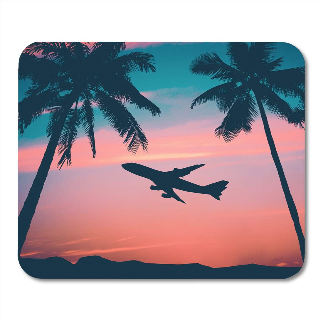 Hawaii Flight Retro Style of Plane Over Tropical Scene Beach Airplane ...