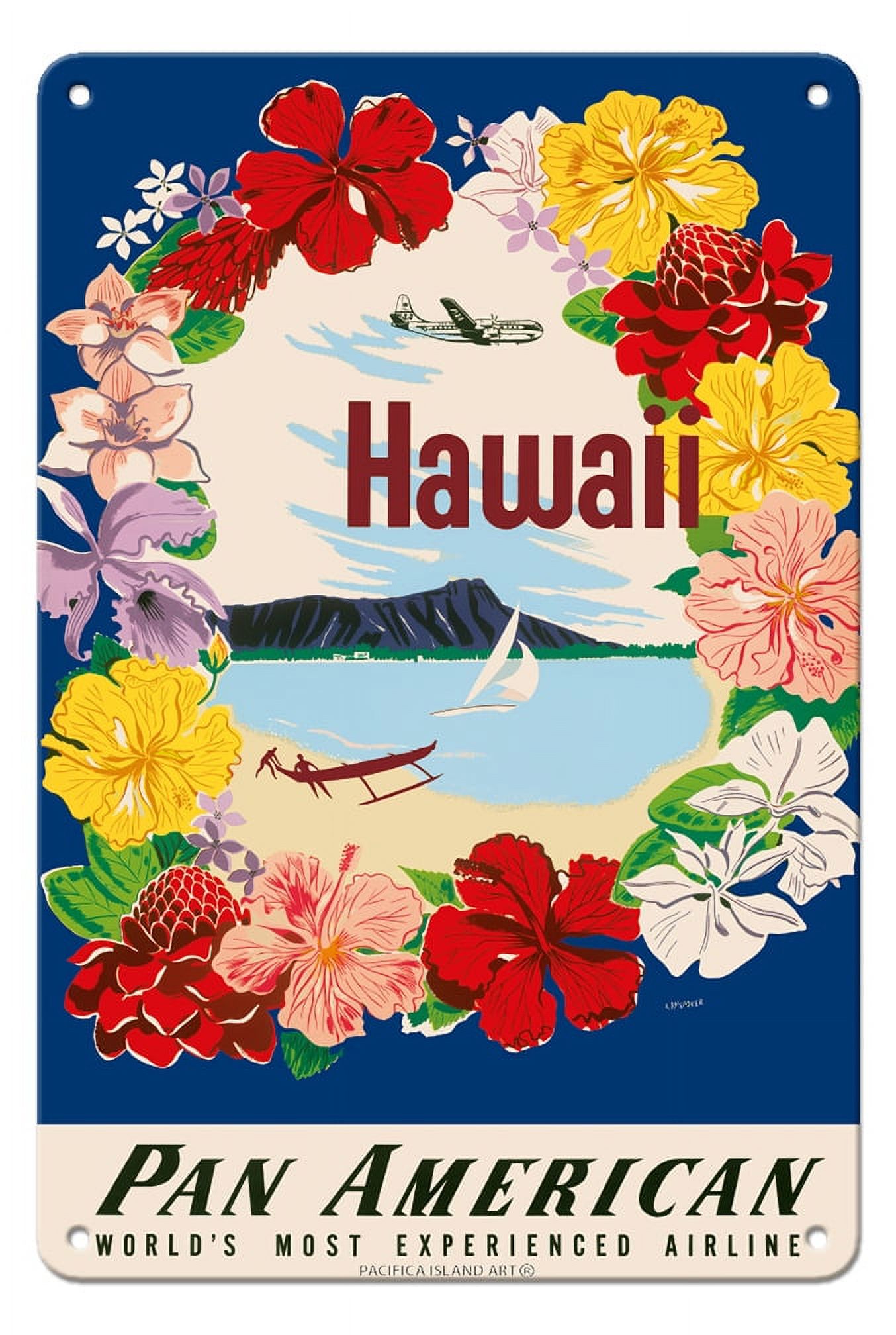 Hawaii - Flower Lei and Diamond Head Crater - Pan American World ...