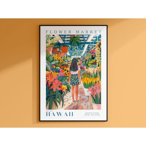 Hawaii Flower Market Poster Flower Market Prints Tropical Wall Art ...