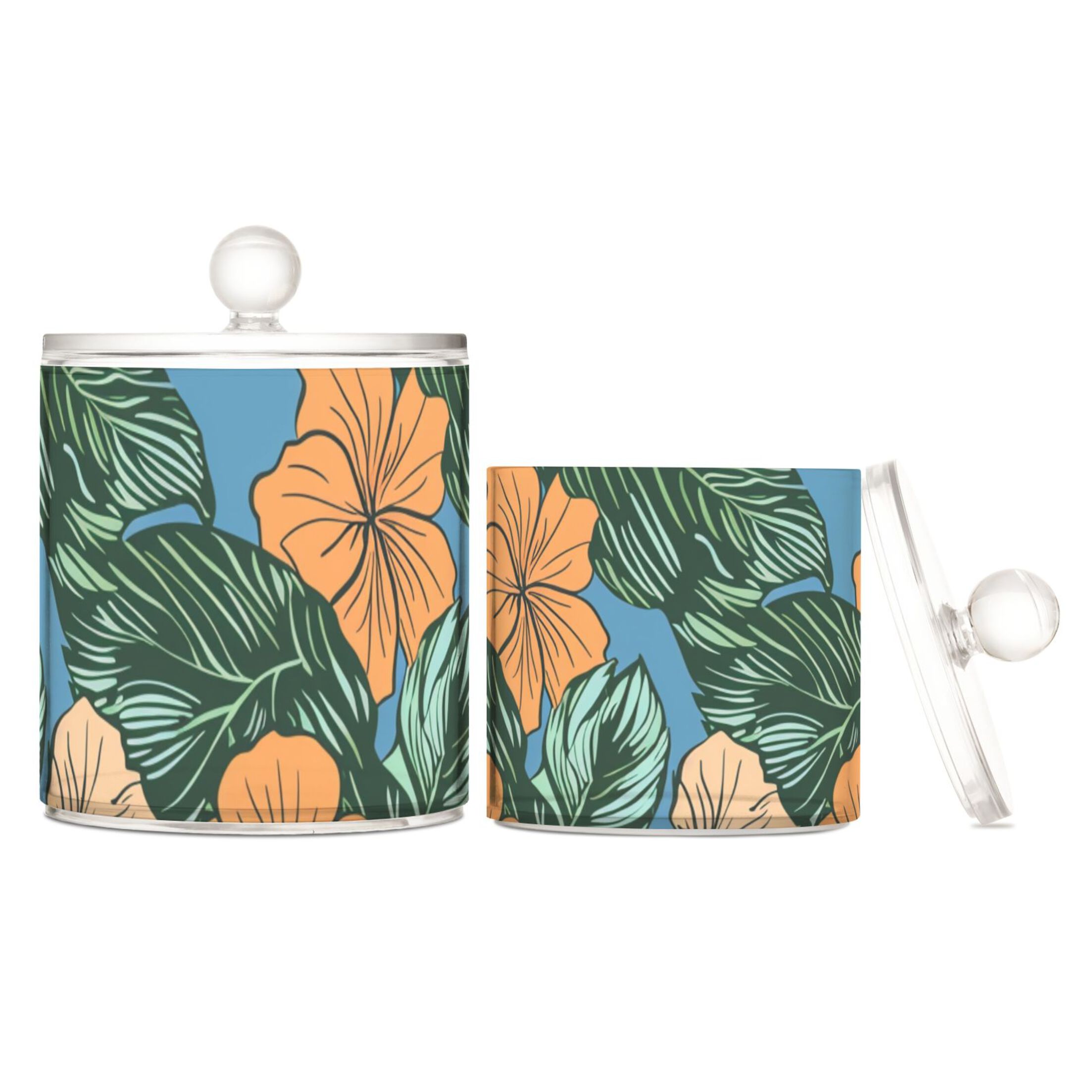 Hawaii Flowers Leaves Translucent Plastic Cans Storage Canisters with ...