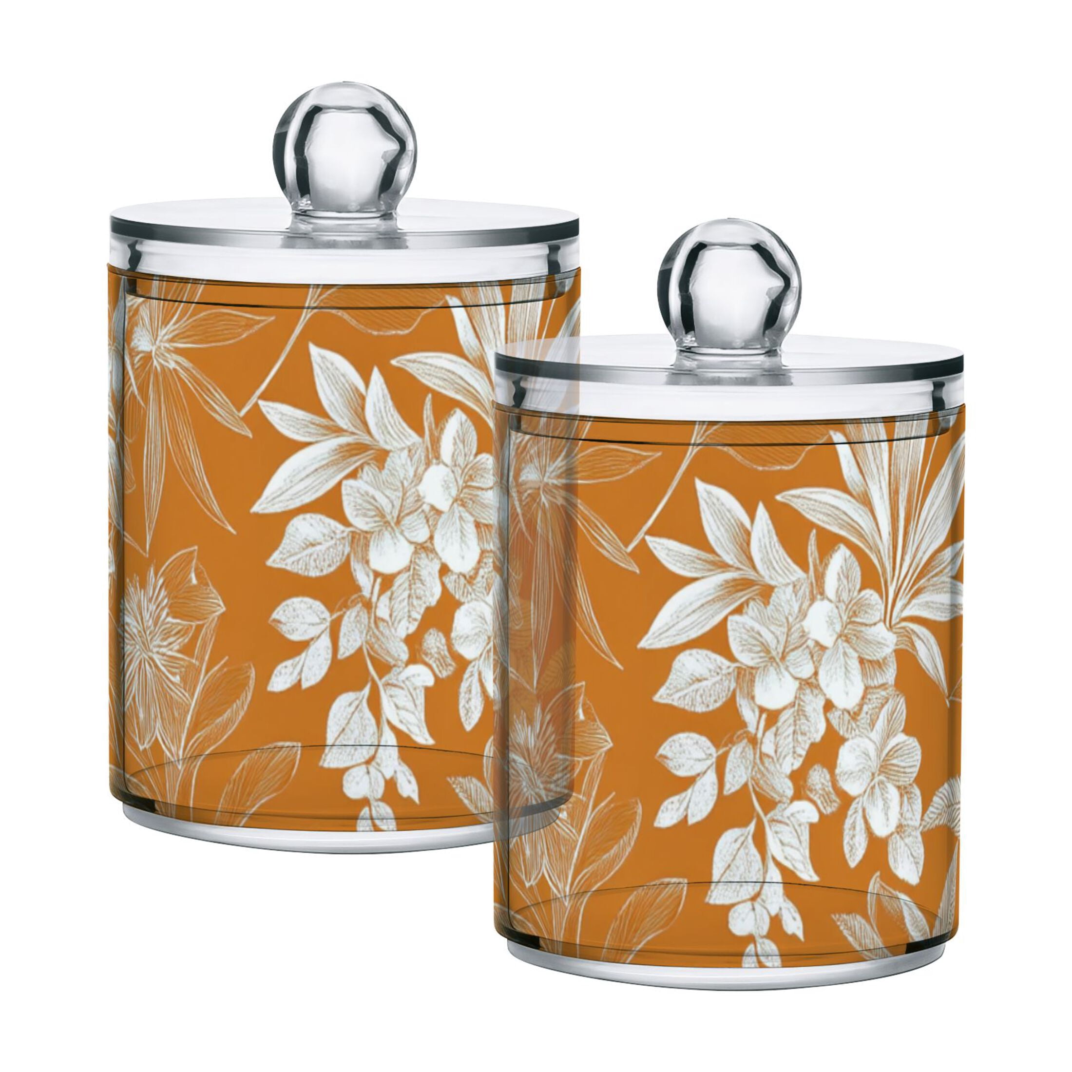 Hawaii Flowers Tropical Leaves Line Art Translucent Plastic Cans ...