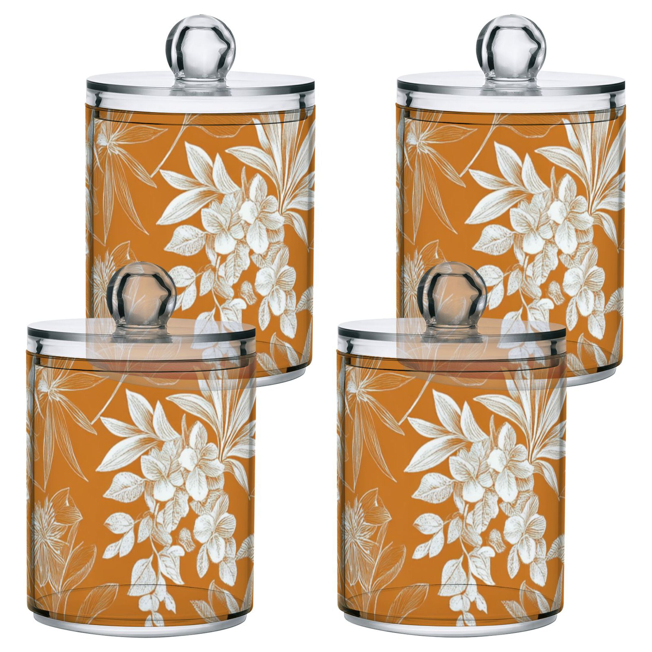 Hawaii Flowers Tropical Leaves Line Art Translucent Plastic Cans ...
