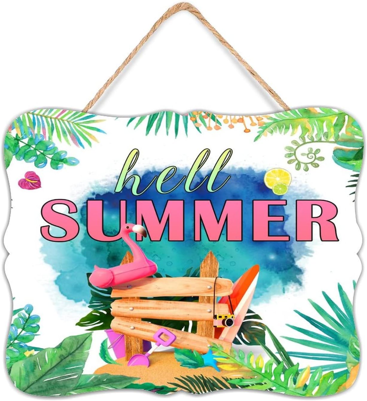 Hawaii Fun In The Sun Wooden Signs 8X10 Inch, Hello Summer Flamingo ...