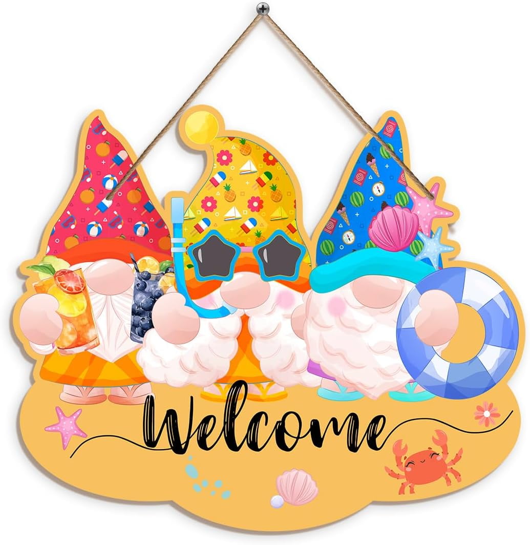 Hawaii Gnome Hanging Sign Welcome Summer Door Sign Decor Hello Summer ...