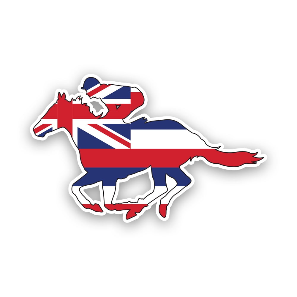 Hawaii HI Horse Racing State Flag Sticker Decal - Self Adhesive Vinyl ...