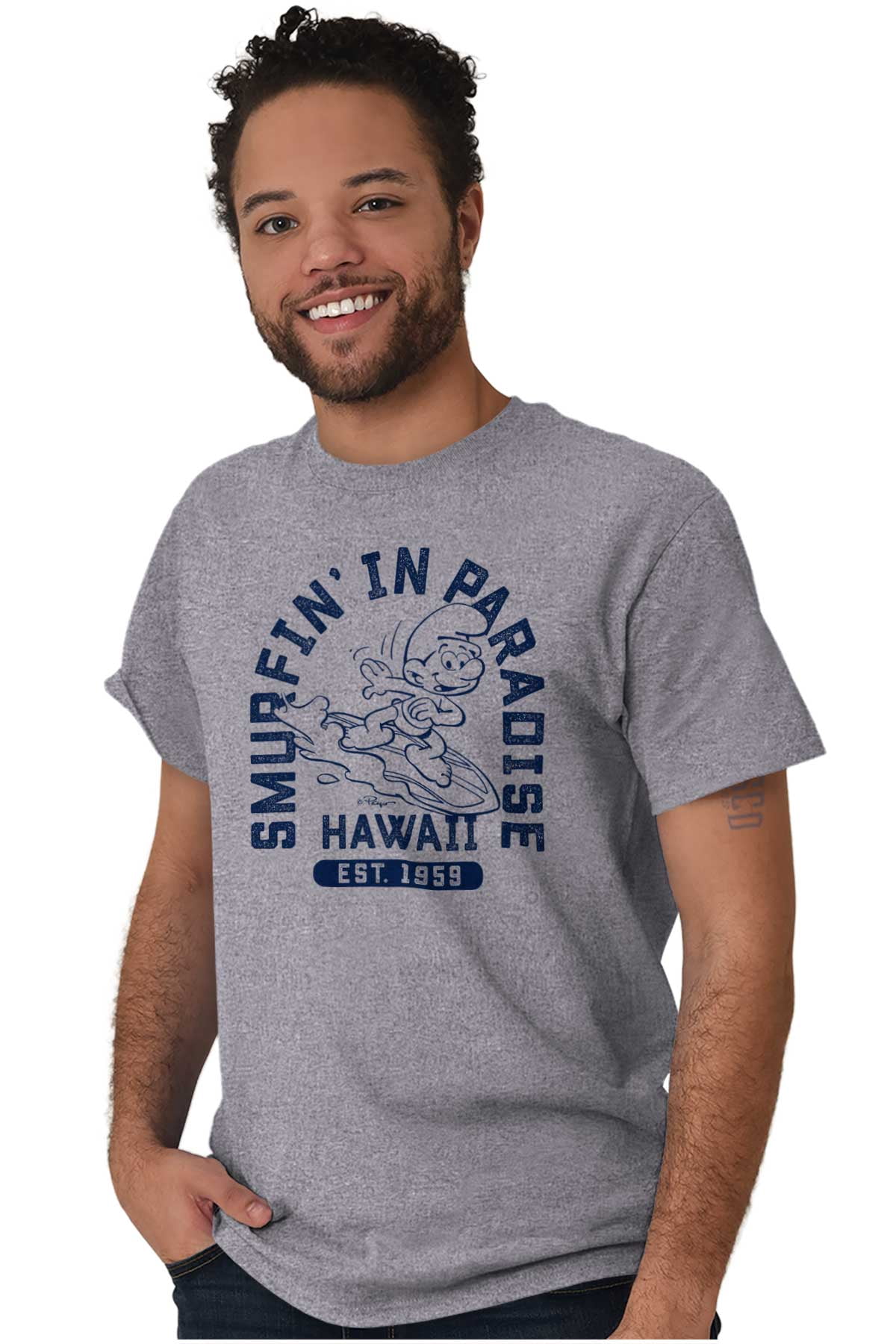 Hawaii HI Surfer Beach Waves Smurfs Men's Graphic T Shirt Tees Brisco ...