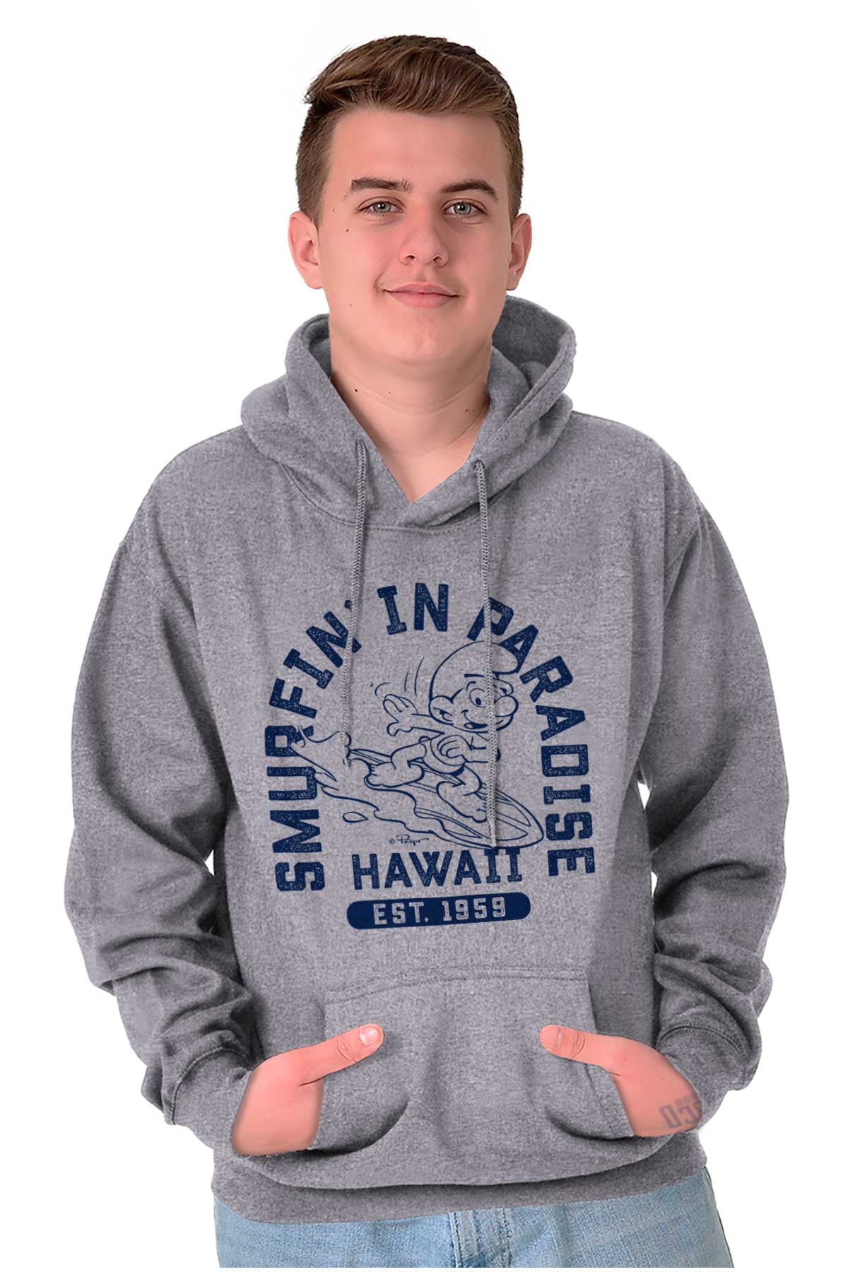 Hawaii HI Surfer Beach Waves Smurfs Unisex Plus Size Hoodie Brisco ...
