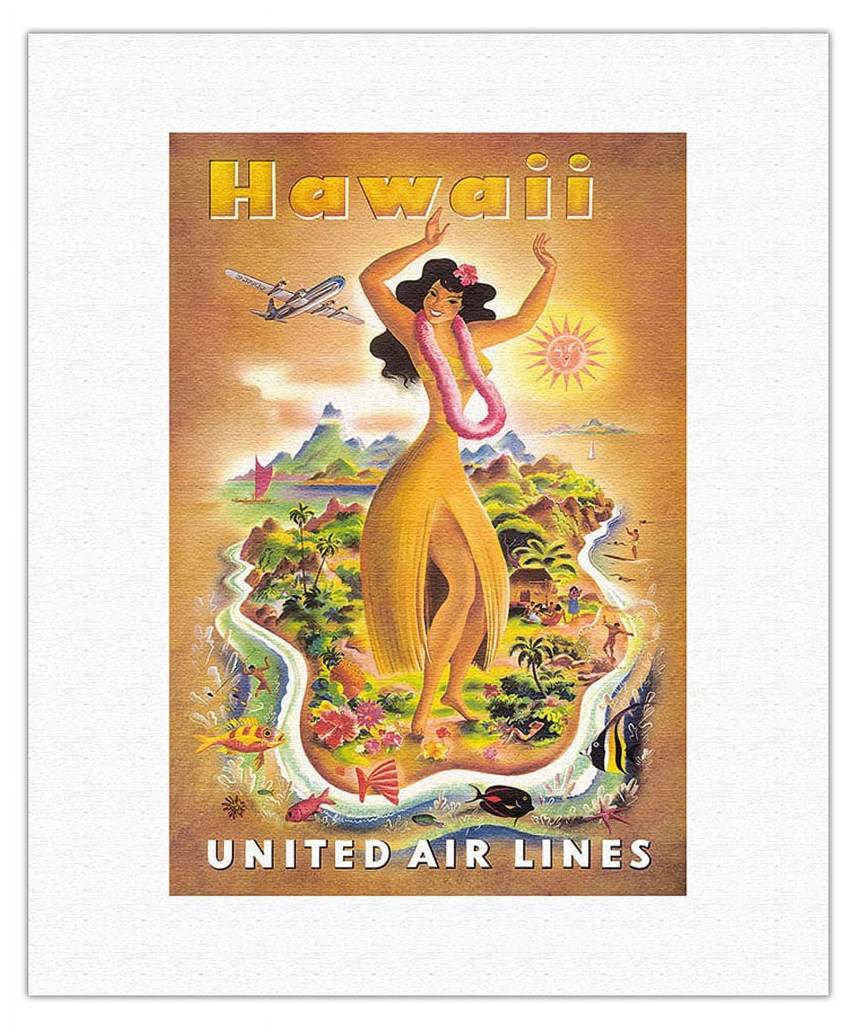 Hawaii - Hawaiian Hula Dancer - United Air Lines - Vintage Travel ...