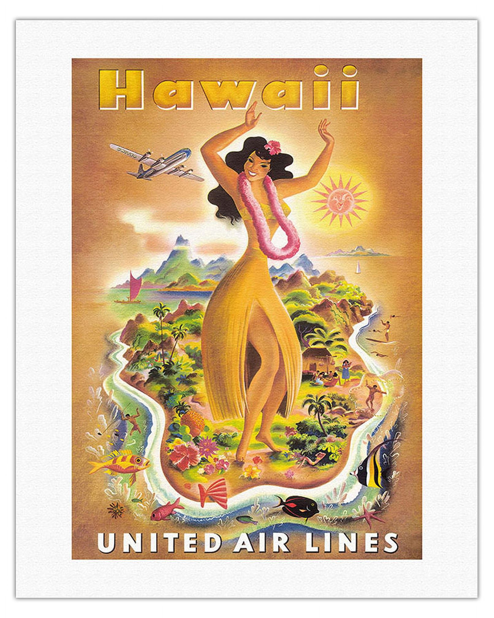 Hawaii - Hawaiian Hula Dancer - United Air Lines - Vintage Travel ...