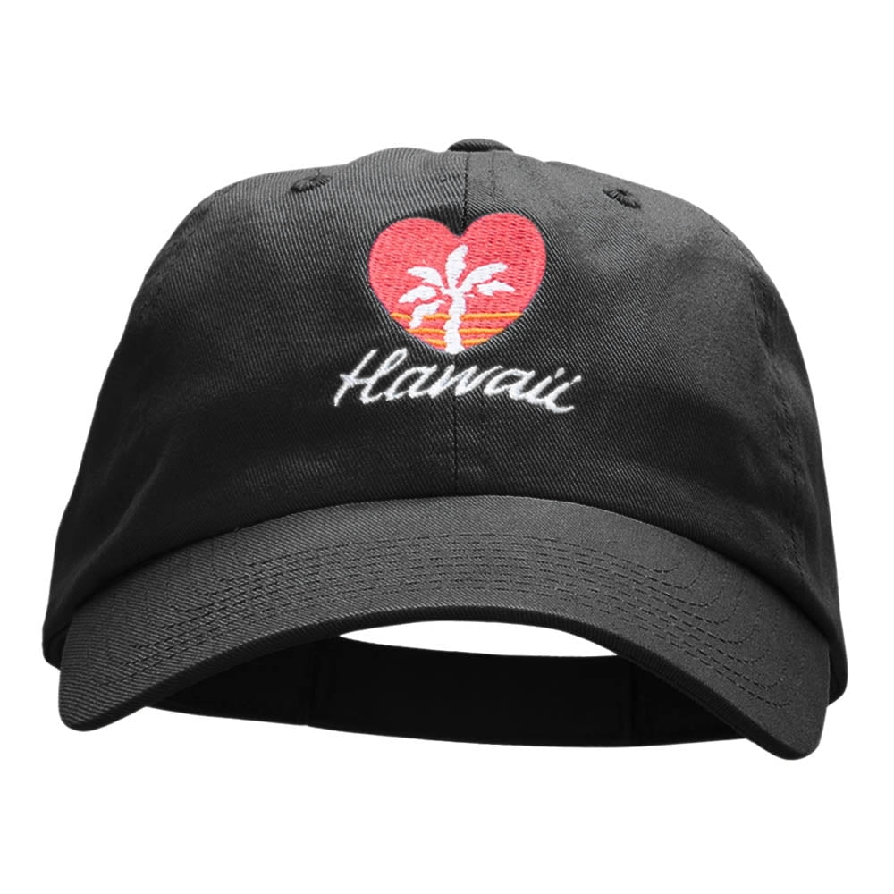 Hawaii Heart Embroidered Low Profile Dyed Cotton Twill Cap - Black OSFM ...