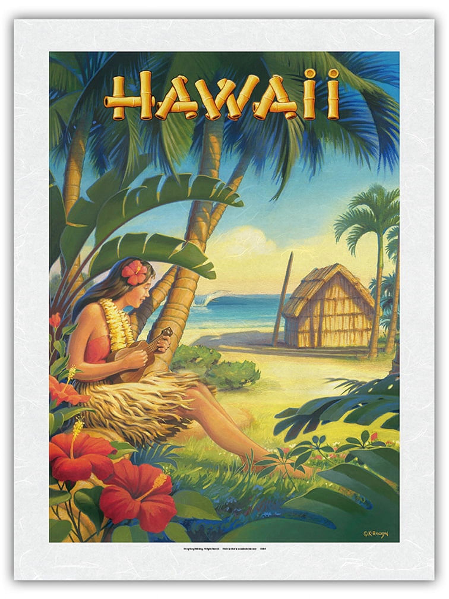 Hawaii - Hula Dancer with Ukulele - Vintage Hawaiian Travel Poster by ...