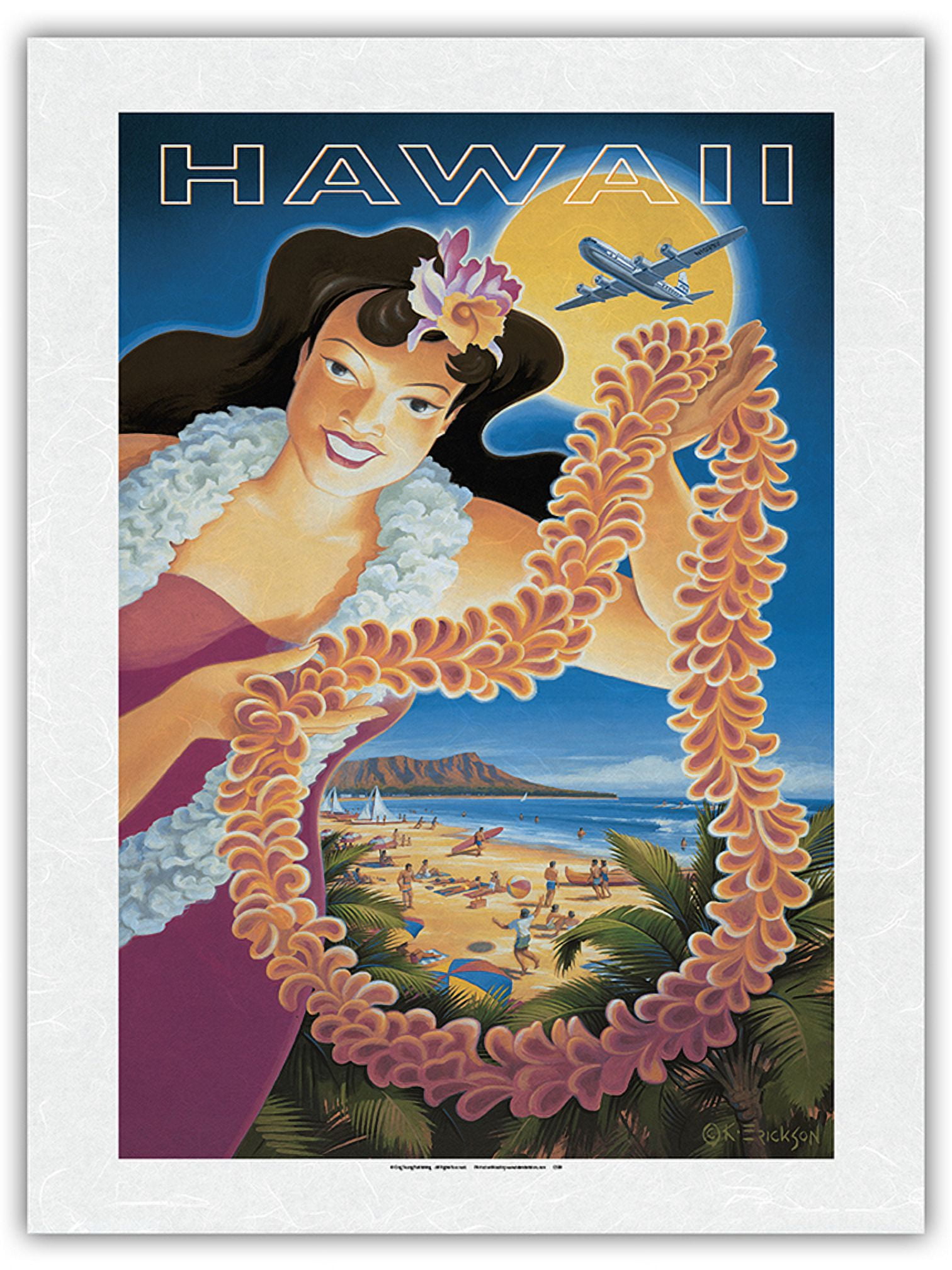 Hawaii - Hula Girl - Lei - Vintage Hawaiian Travel Poster by Kerne ...