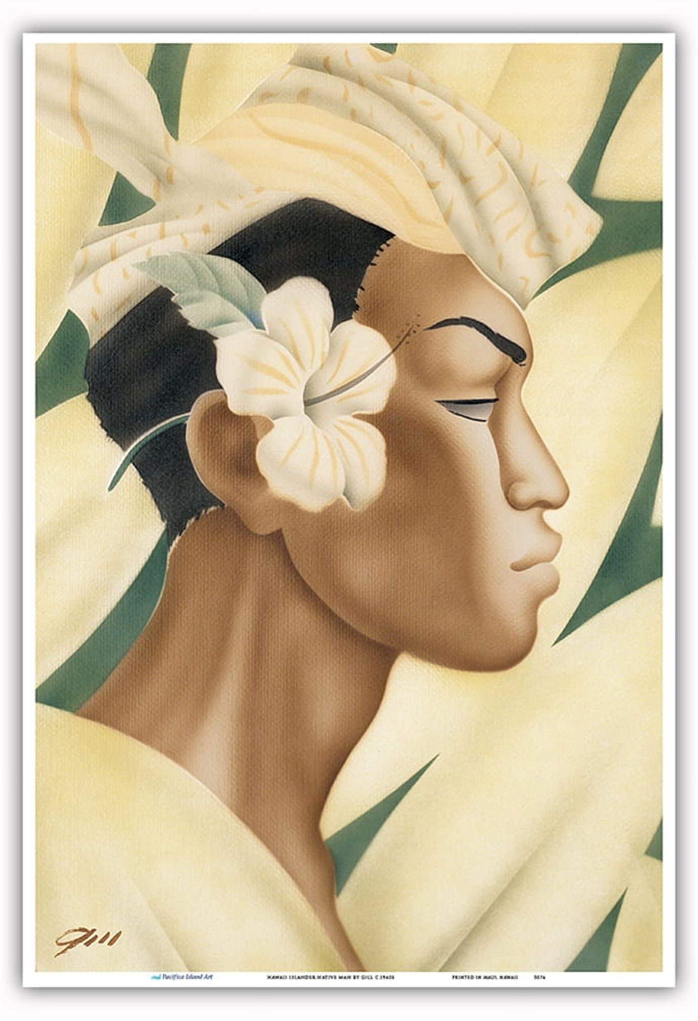Hawaii Islander Native Man - Vintage Hawaiian Airbrush Art by Gill c ...