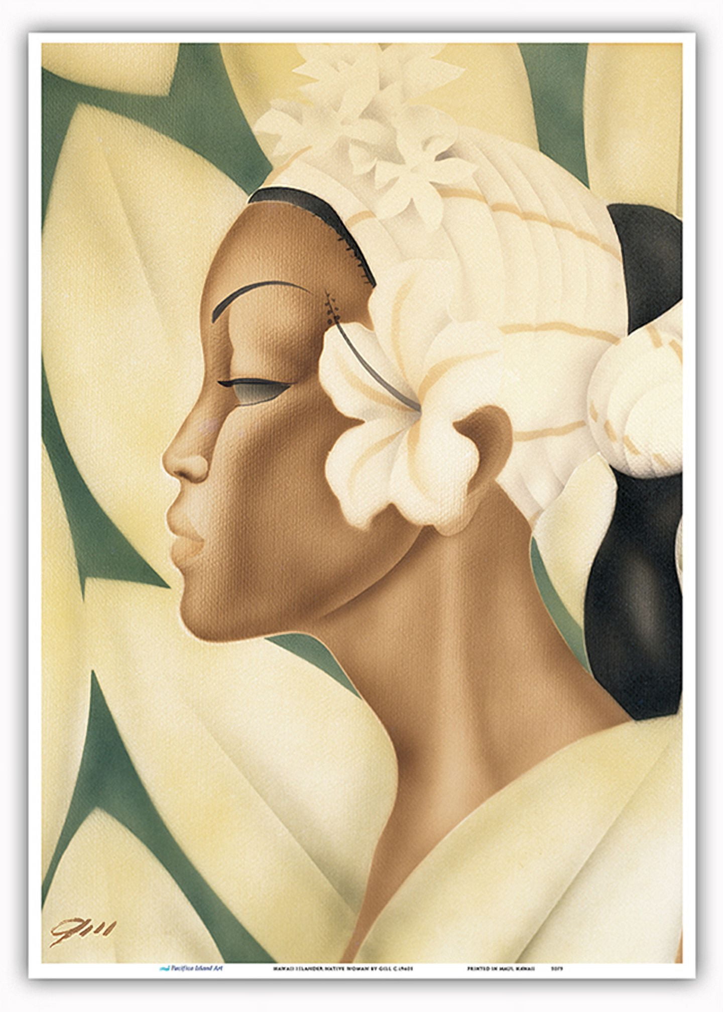 Hawaii Islander Native Woman - Vintage Hawaiian Airbrush Art by Gill c ...