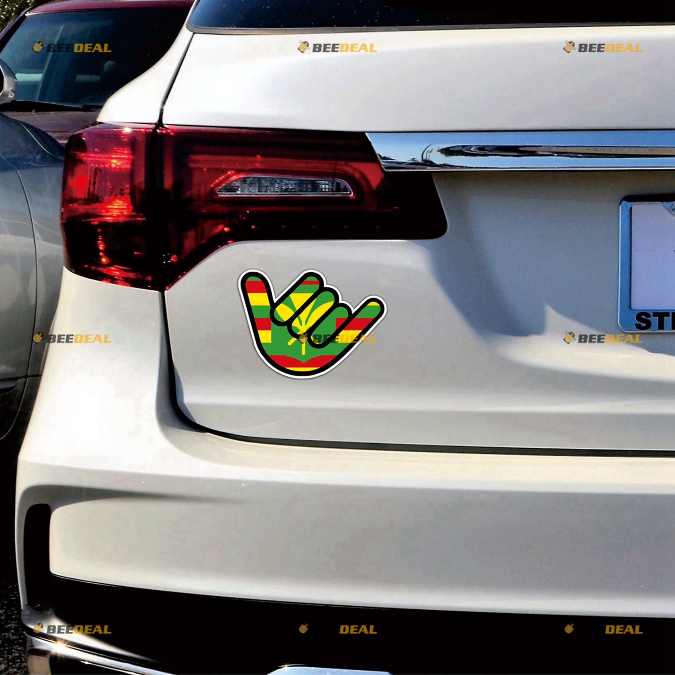 Hawaii Kanaka Maoli Flag Shaka Sign Hang Loose Car Magnet Green ...