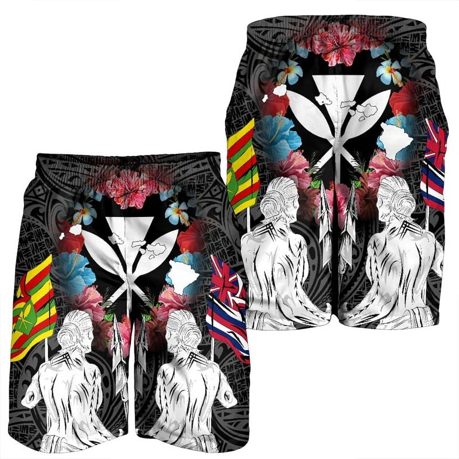 Hawaii Kanaka Maoli Men Shorts Hibiscus Flowers & Polynesian Beach ...