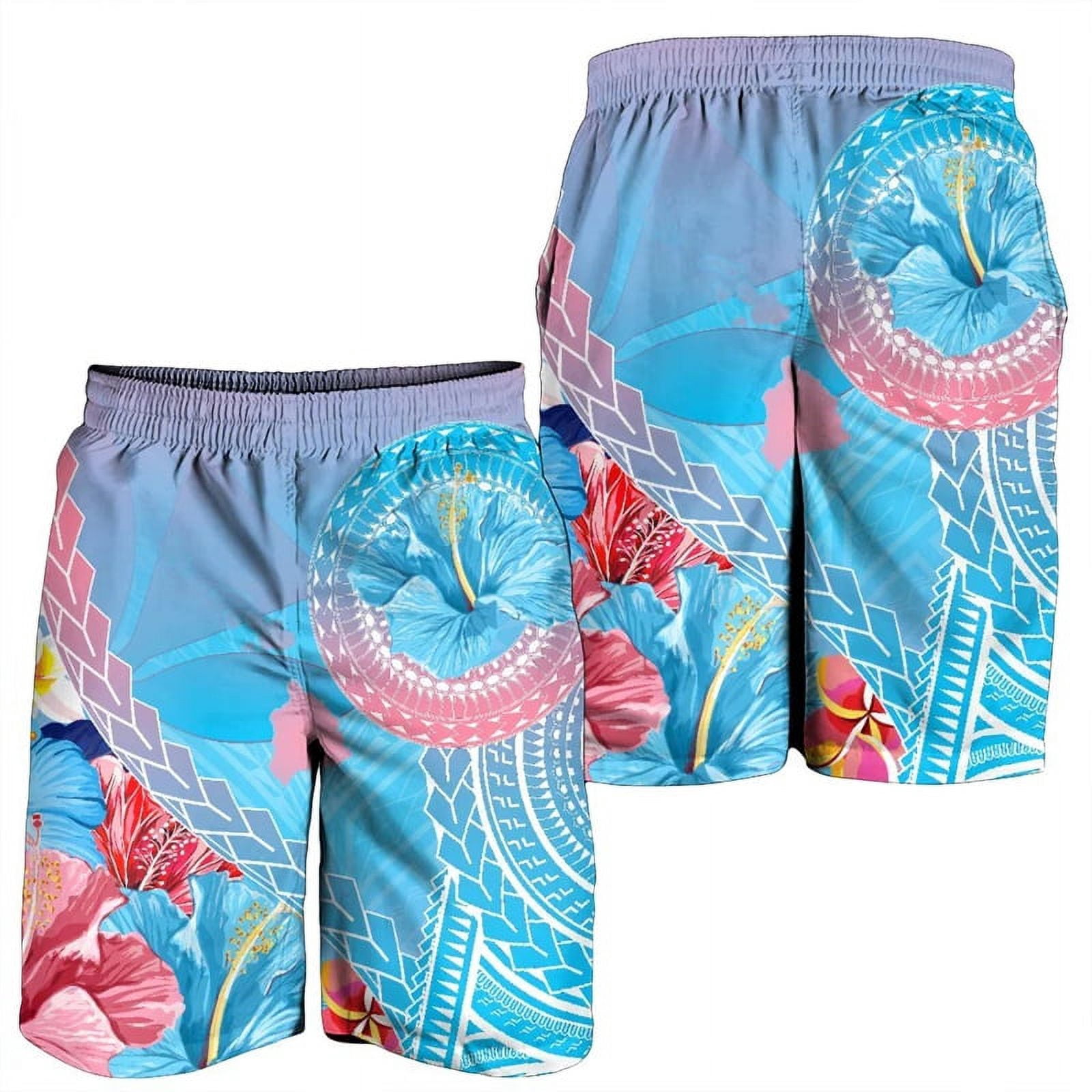 Hawaii Kanaka Maoli Men Shorts Hibiscus Flowers & Polynesian Beach ...