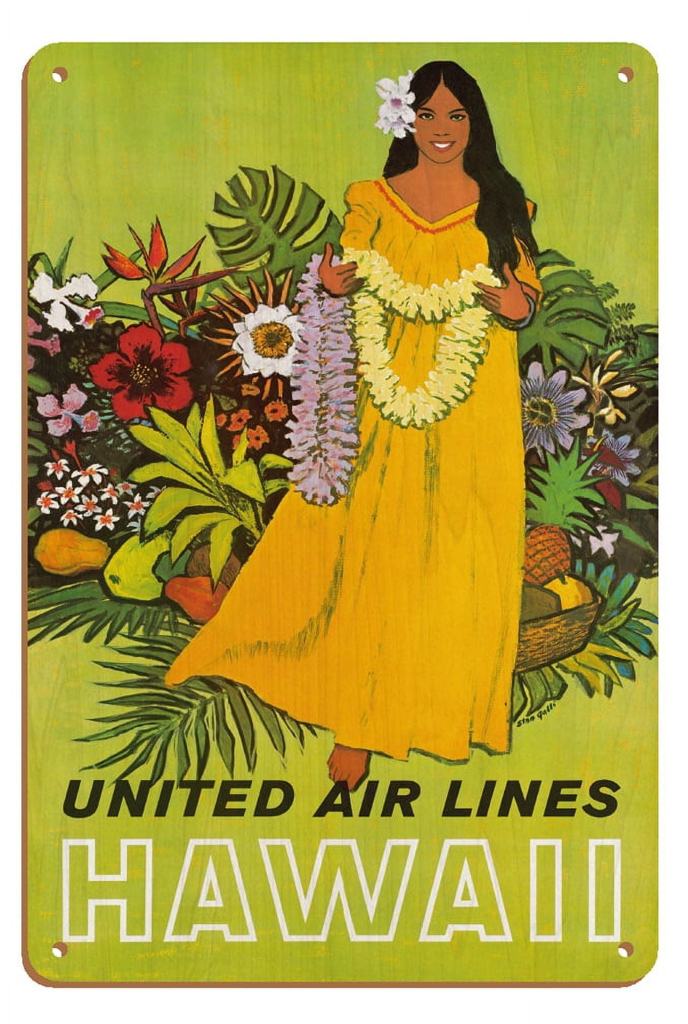 Hawaii - Lei Girl - United Air Lines - Vintage Airline Travel Poster by ...