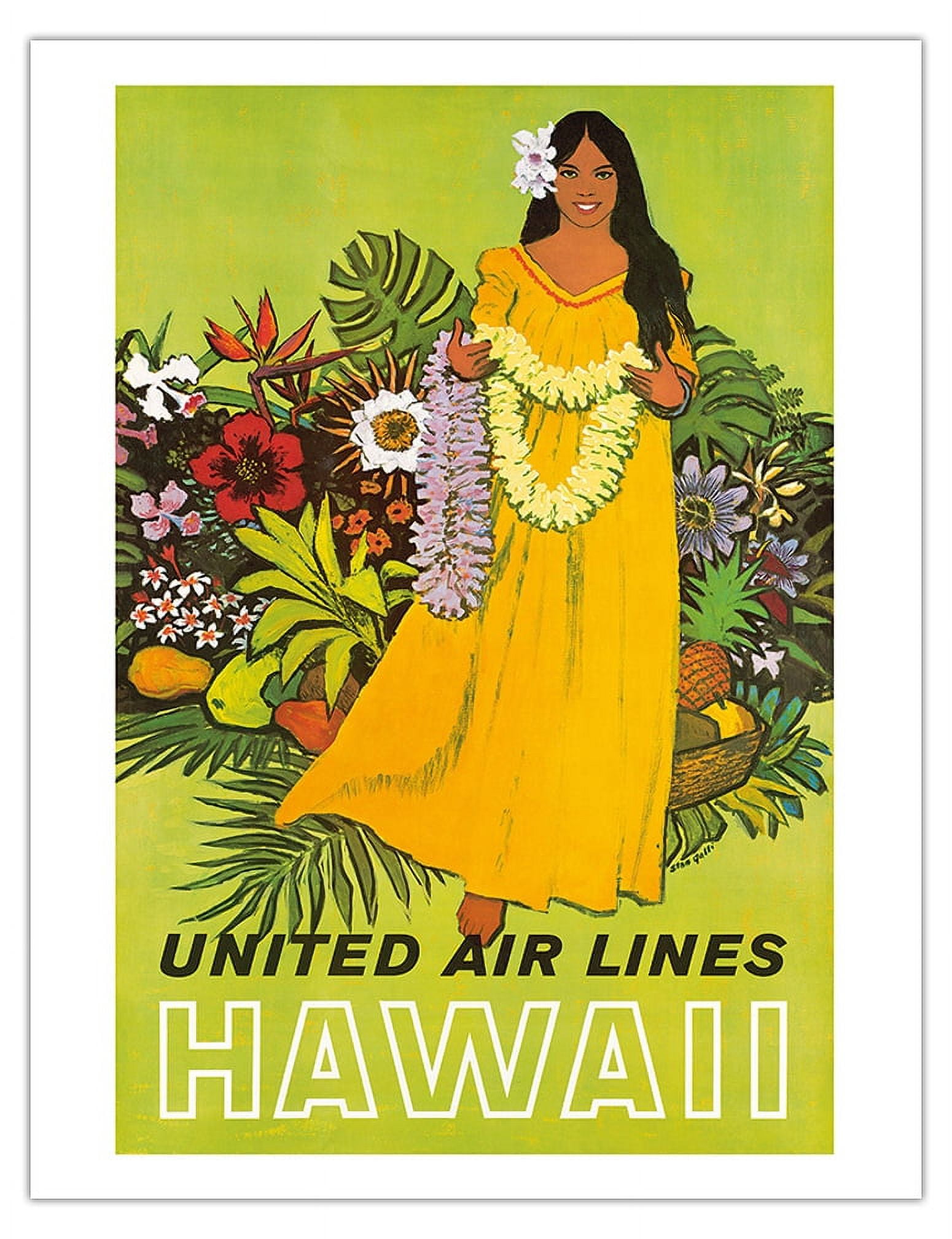 Hawaii - Lei Girl - United Air Lines - Vintage Airline Travel Poster by ...