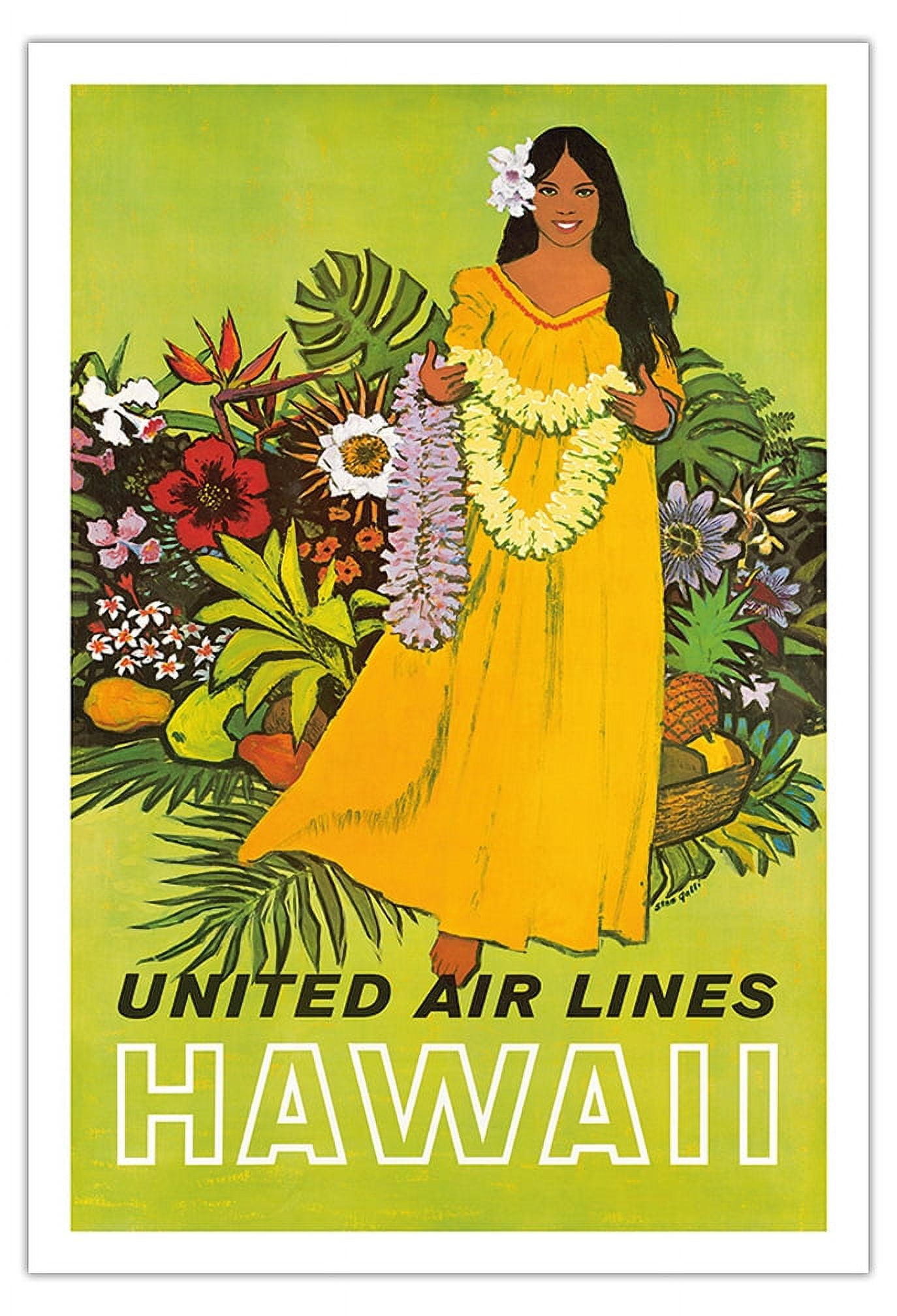 Hawaii - Lei Girl - United Air Lines - Vintage Airline Travel Poster by ...