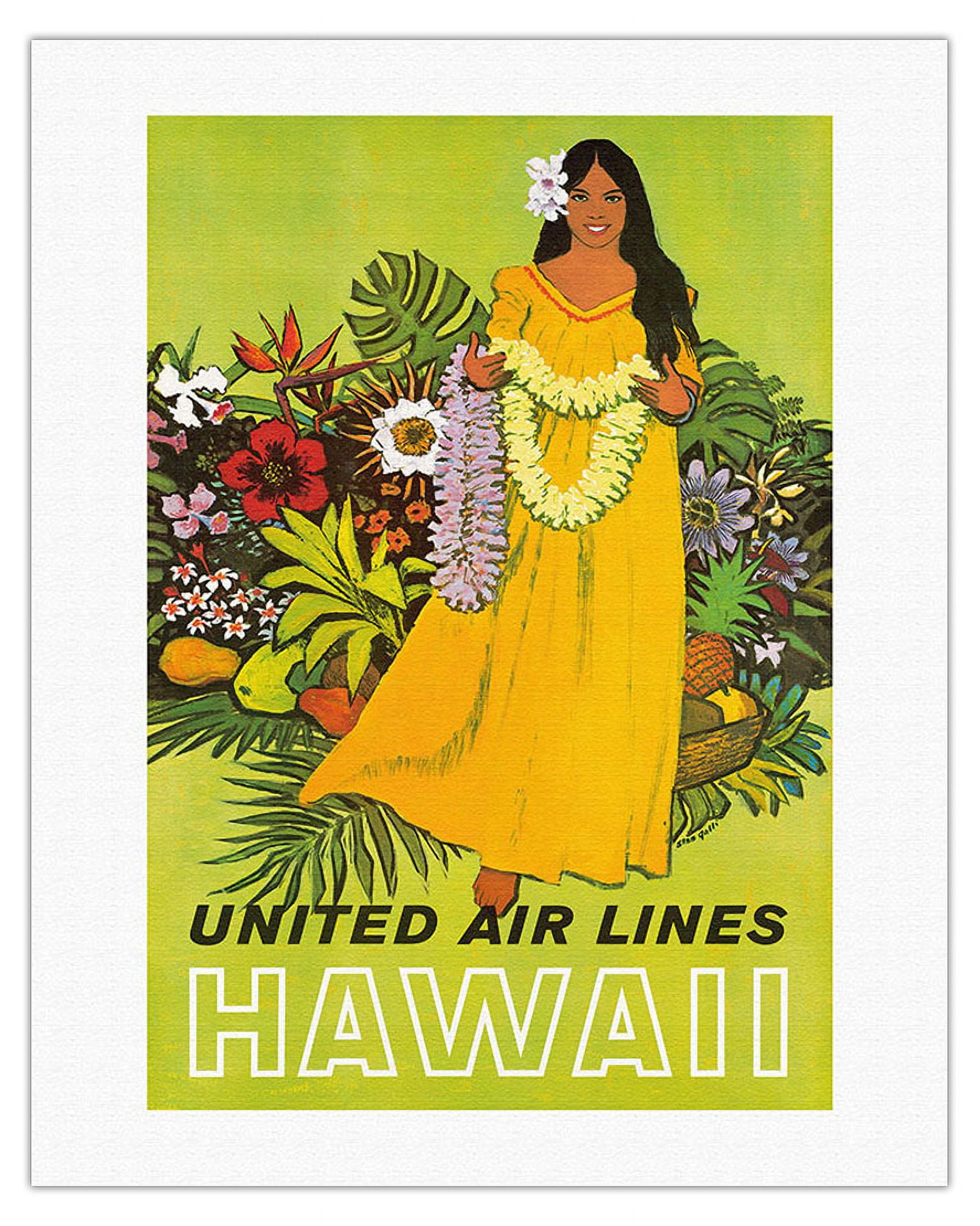 Hawaii - Lei Girl - United Air Lines - Vintage Airline Travel Poster by ...