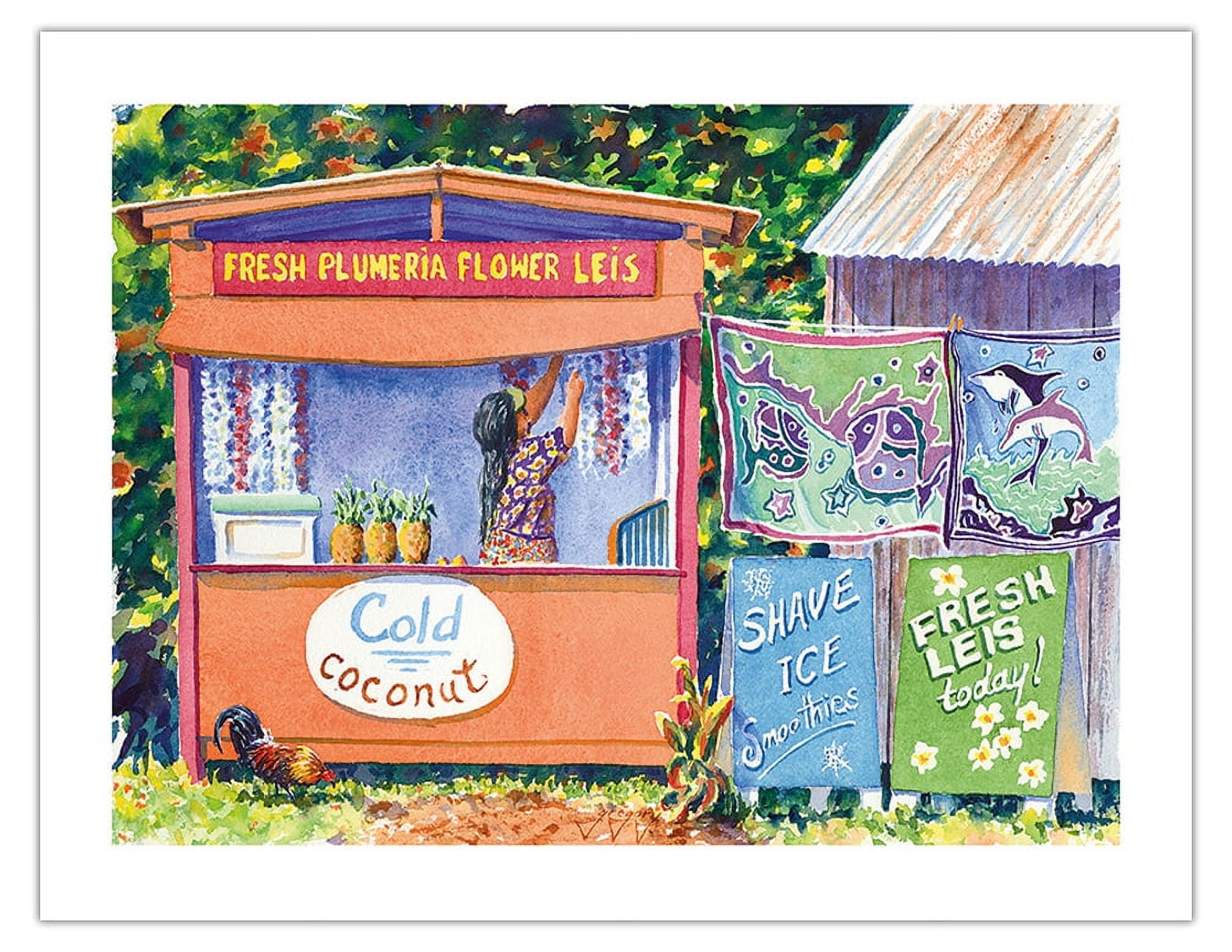 Hawaii Lei Stand - From an Original Watercolor Painting by David ...