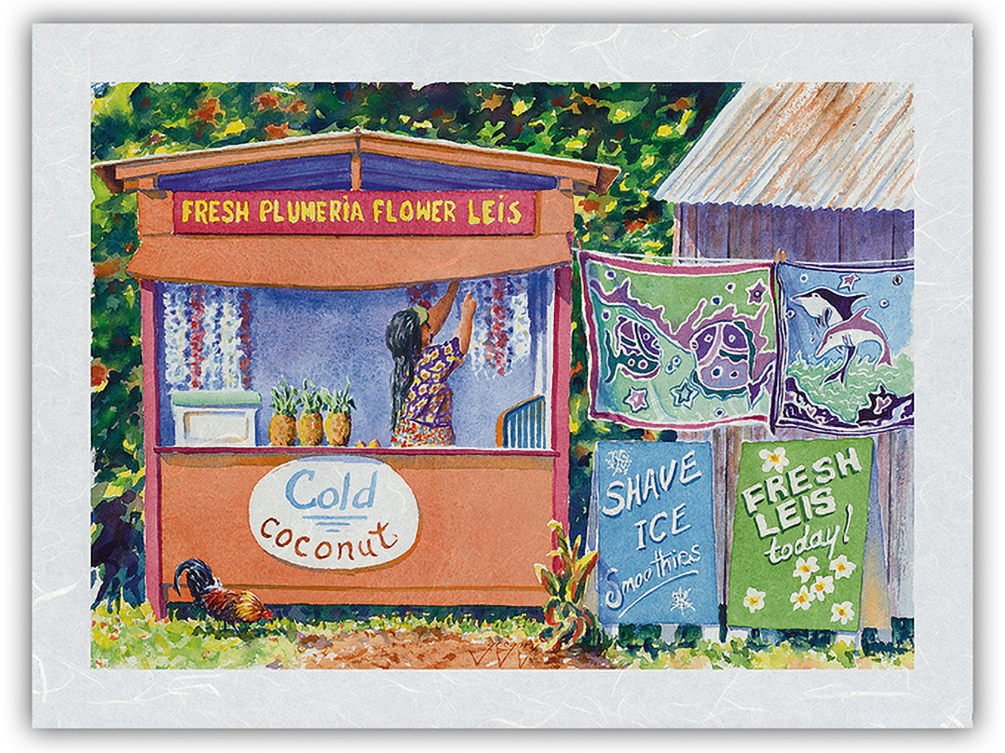 Hawaii Lei Stand - From an Original Watercolor Painting by David ...