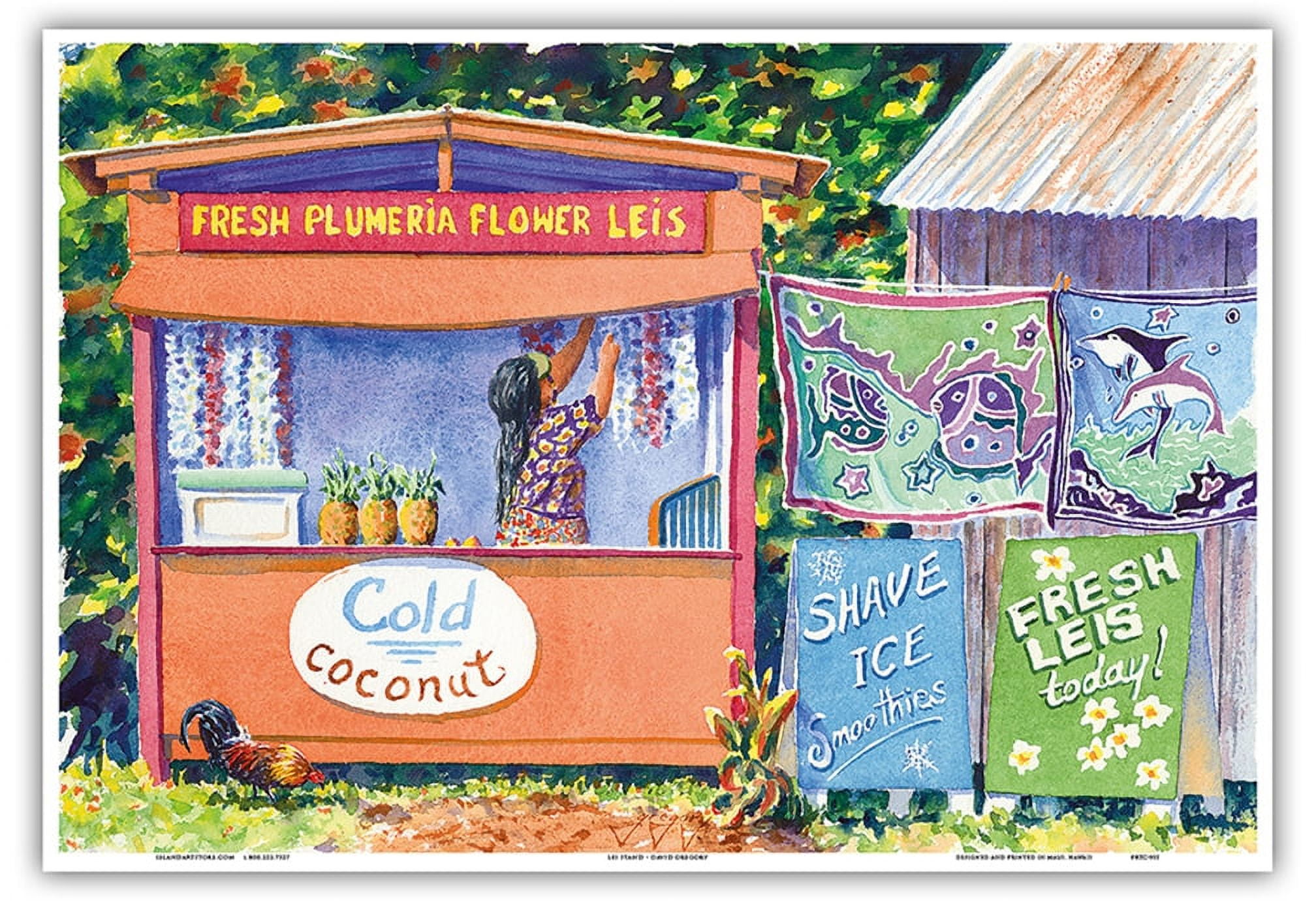 Hawaii Lei Stand - From an Original Watercolor Painting by David ...