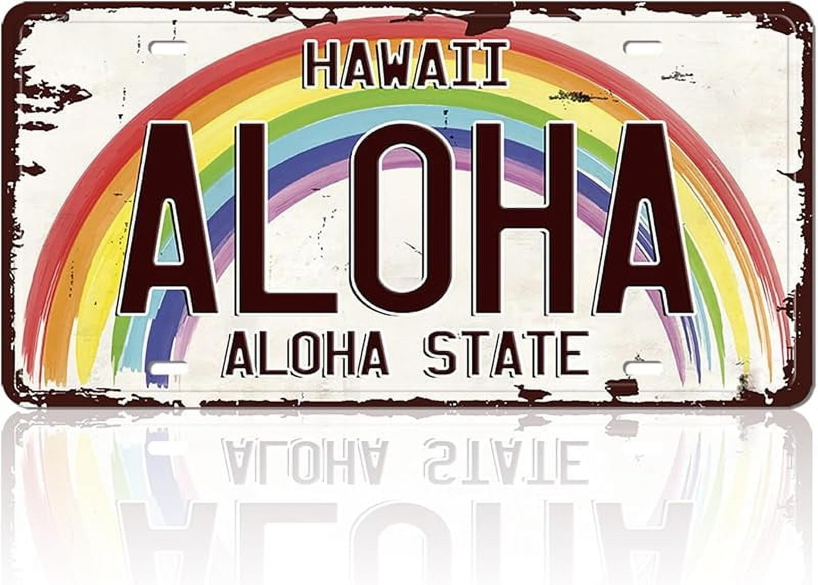 Hawaii License Plate Decor - Aloha Sign Hawaiian Wall Art Beachy Room ...