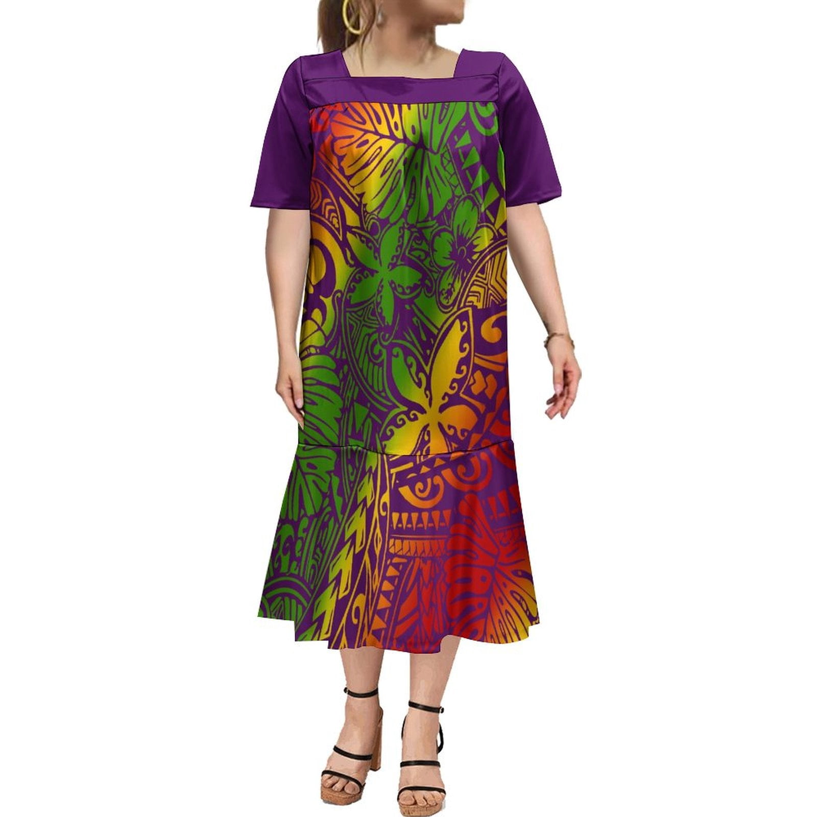 Hawaii Loose Casual Holiday Dress Polynesian Mumu Temperament Long ...
