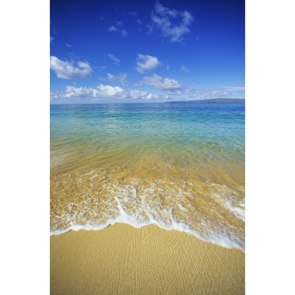 Hawaii Maui Makena Beach Closeup Of Textured Foamy Shoreline Calm ...
