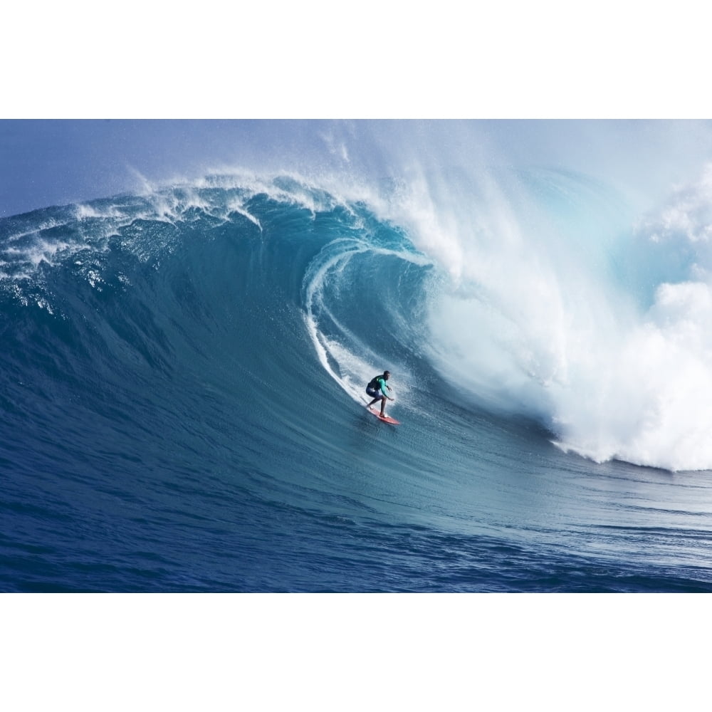 Hawaii, Maui, Yuri Farrant Surfs Huge Wave At Jaws, Aka Peahi. Poster ...