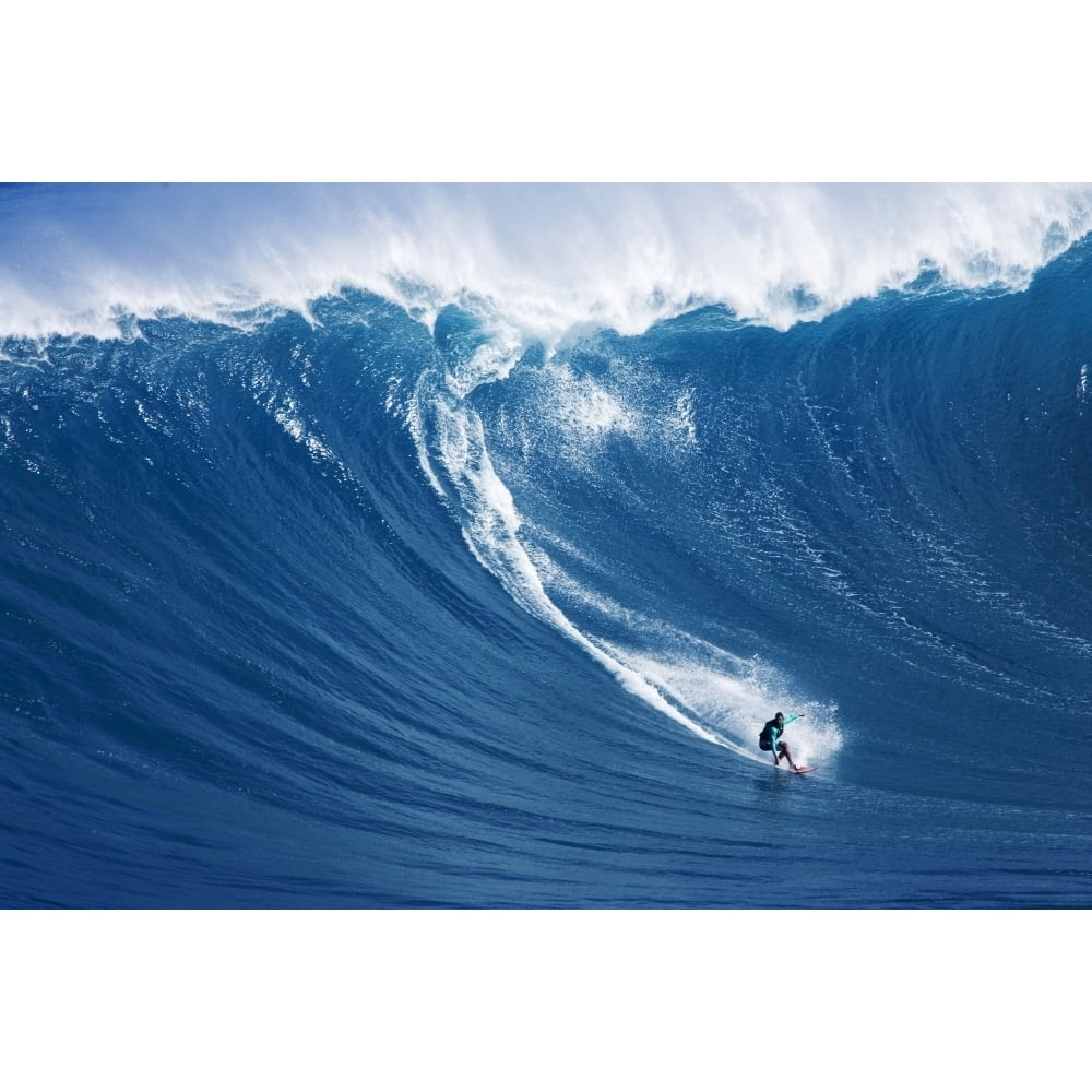 Hawaii Maui Yuri Farrant Surfs Huge Wave At Jaws Aka Peahi. Poster ...