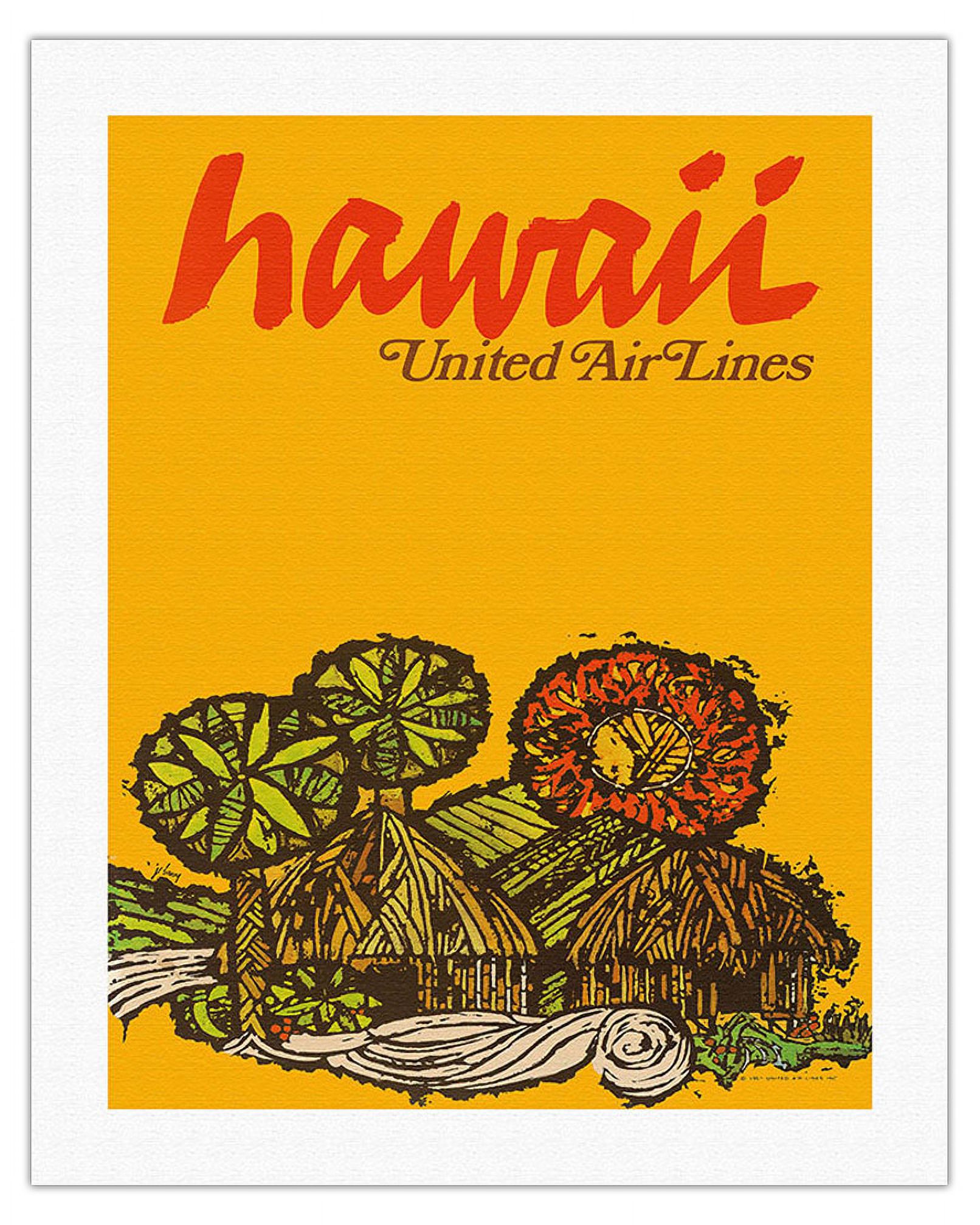 Hawaii - Native Hawaiian Grass Huts - United Air Lines - Vintage ...
