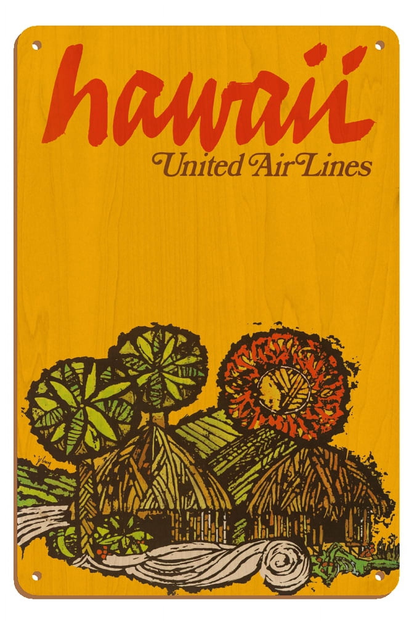 Hawaii - Native Hawaiian Grass Huts - United Air Lines - Vintage ...